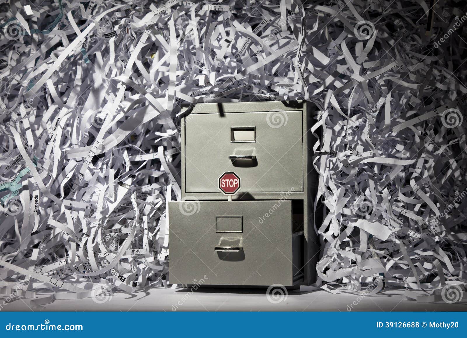 Filing Cabinet and Shredded Paper Stock Photo - Image of destroy ...