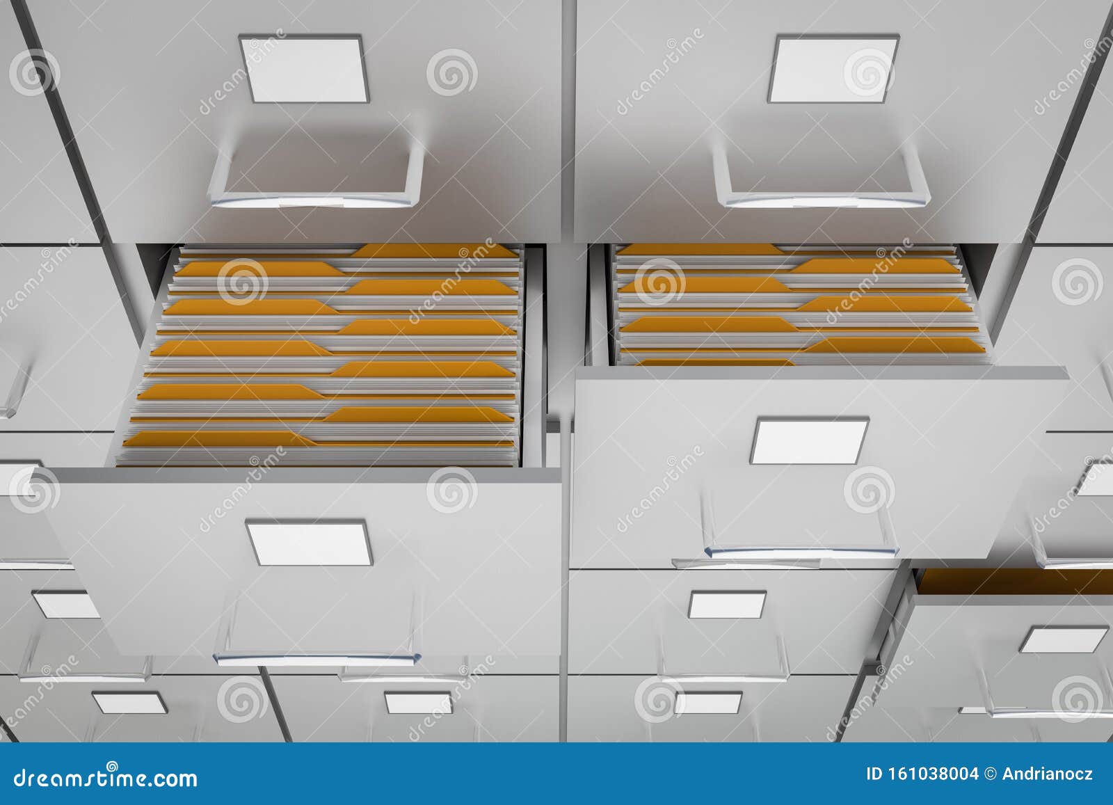 Filing Cabinet with Yellow Folders in an Open Drawers Stock ...
