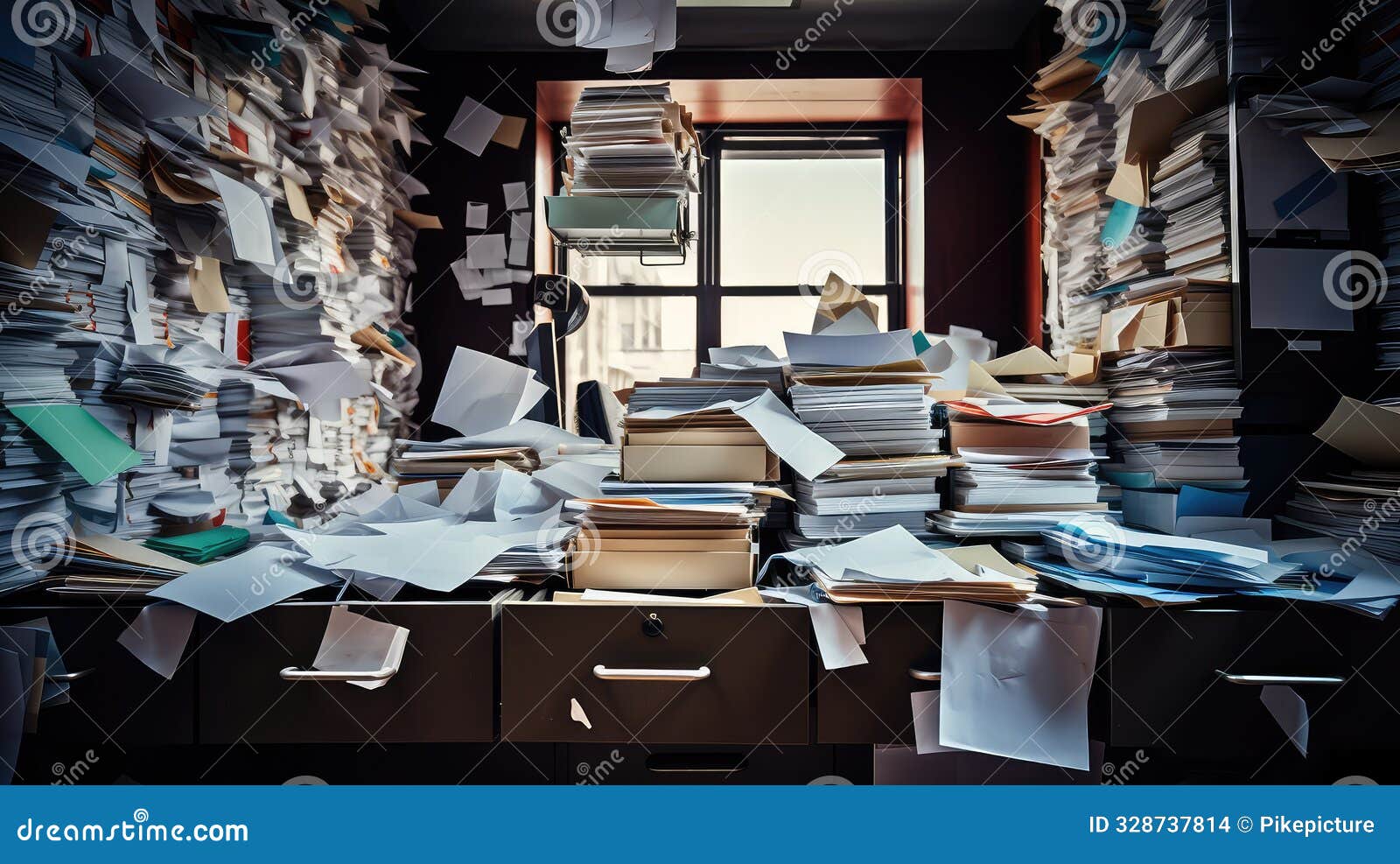 Filing clutter office stock illustration. Illustration of chaos - 328737814