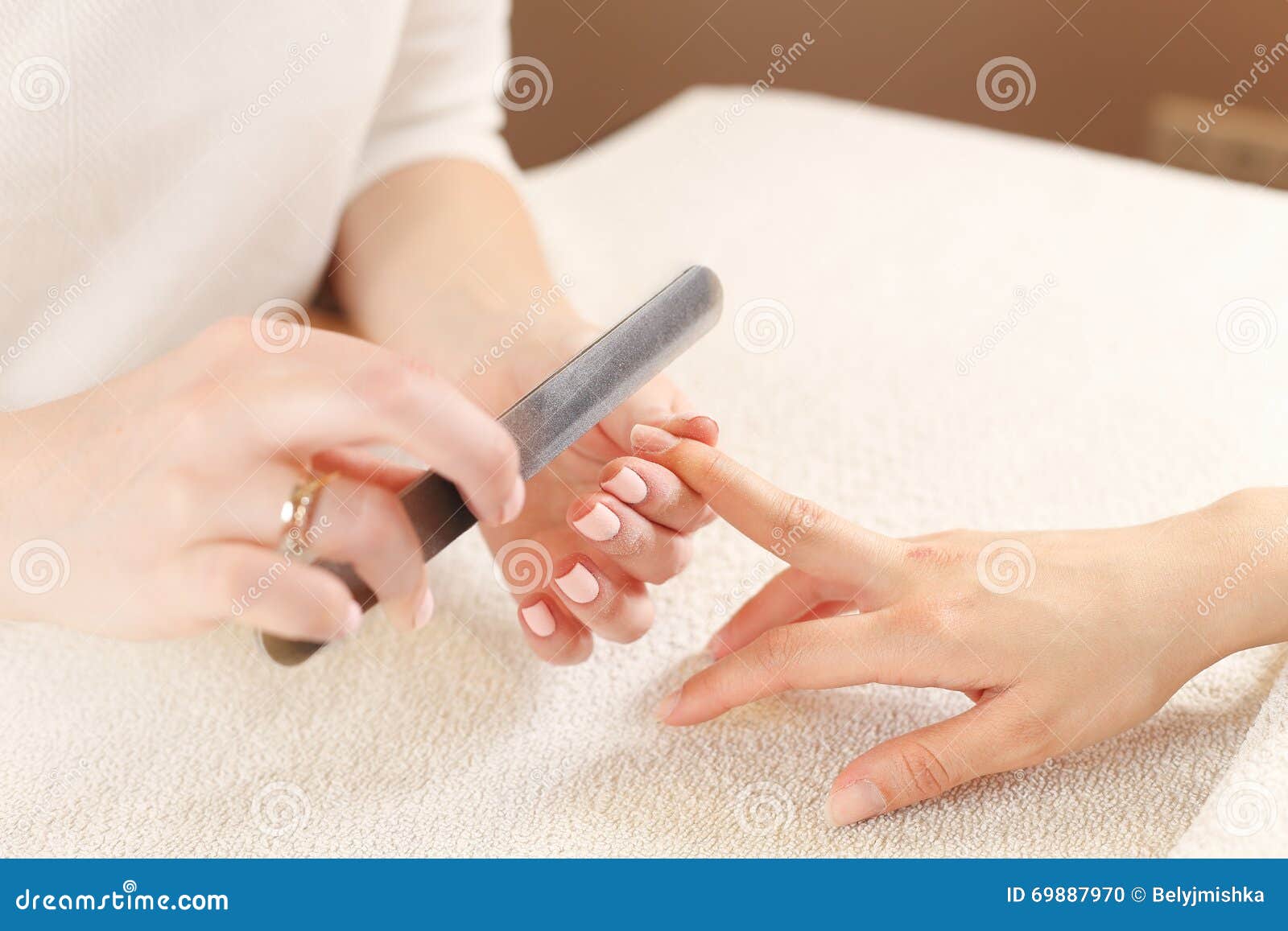 Filing Nails Process in Spa Salon Stock Photo - Image of fingernail ...