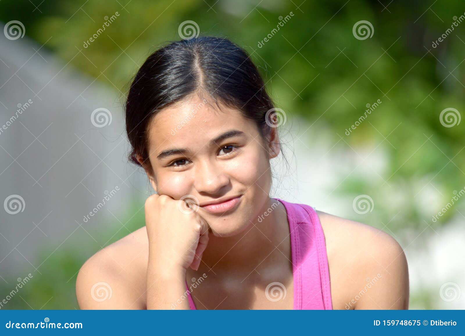 A Cute Filipina Girl Deciding Stock Image Image Of Pleasant Thinking