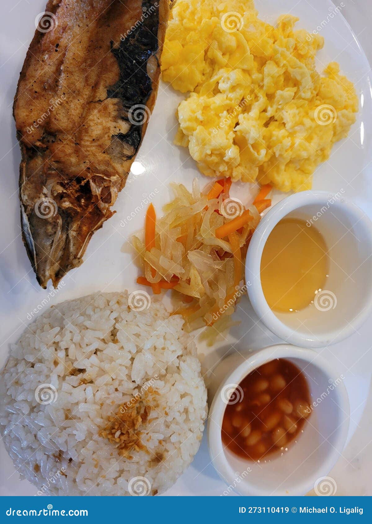 Filipino Breakfast: Scrambled Egg and Bangus Fish Stock Image - Image ...