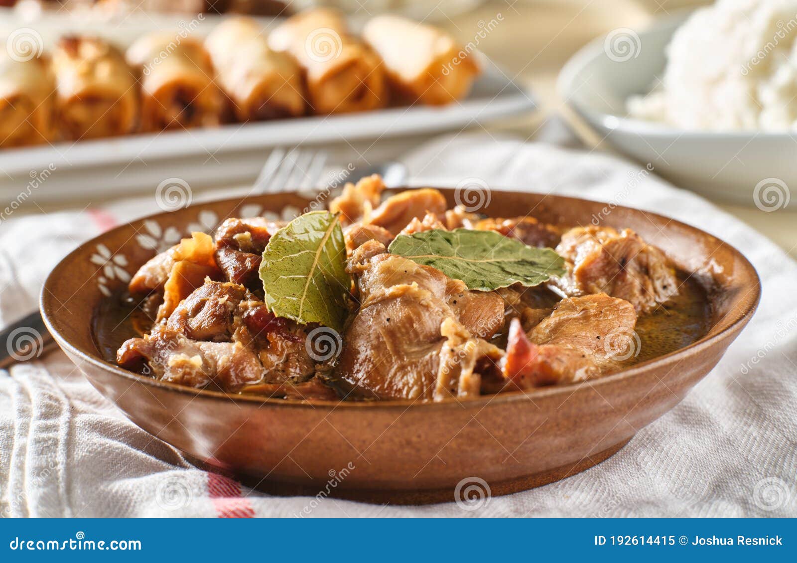 Filipino Chicken Adobo With Rice Top View Royalty-Free Stock Image ...