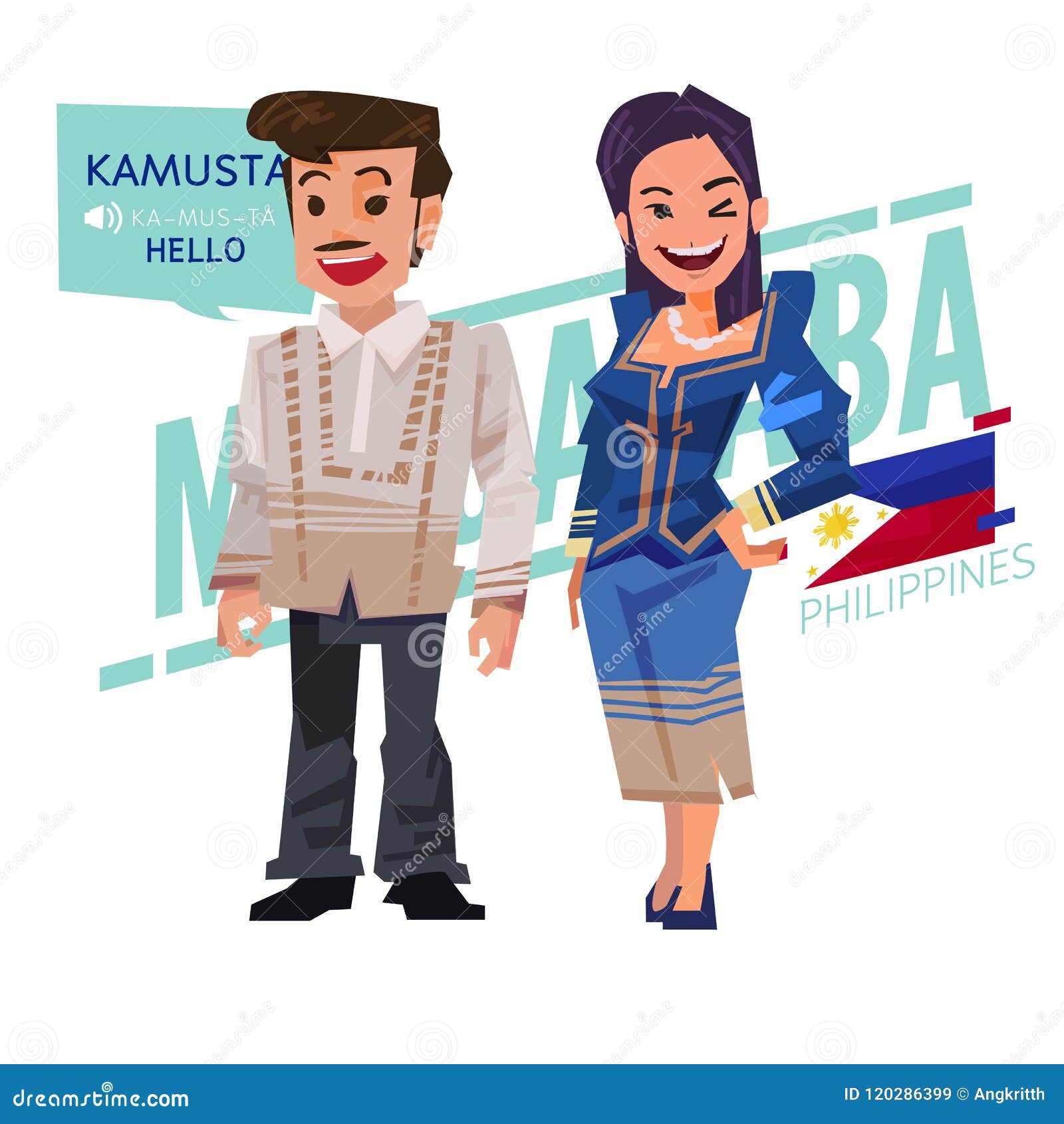 Filipino Couple in Traditional Costume Style. Philippines Character ... Filipino Couple in Traditional Costume Style. Philippines Character ...