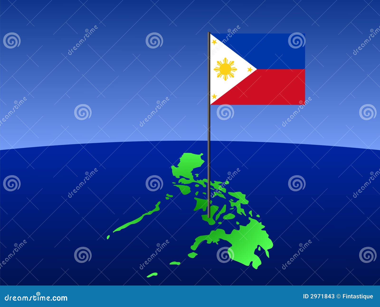 Filipino flag on map stock vector. Illustration of outline - 2971843