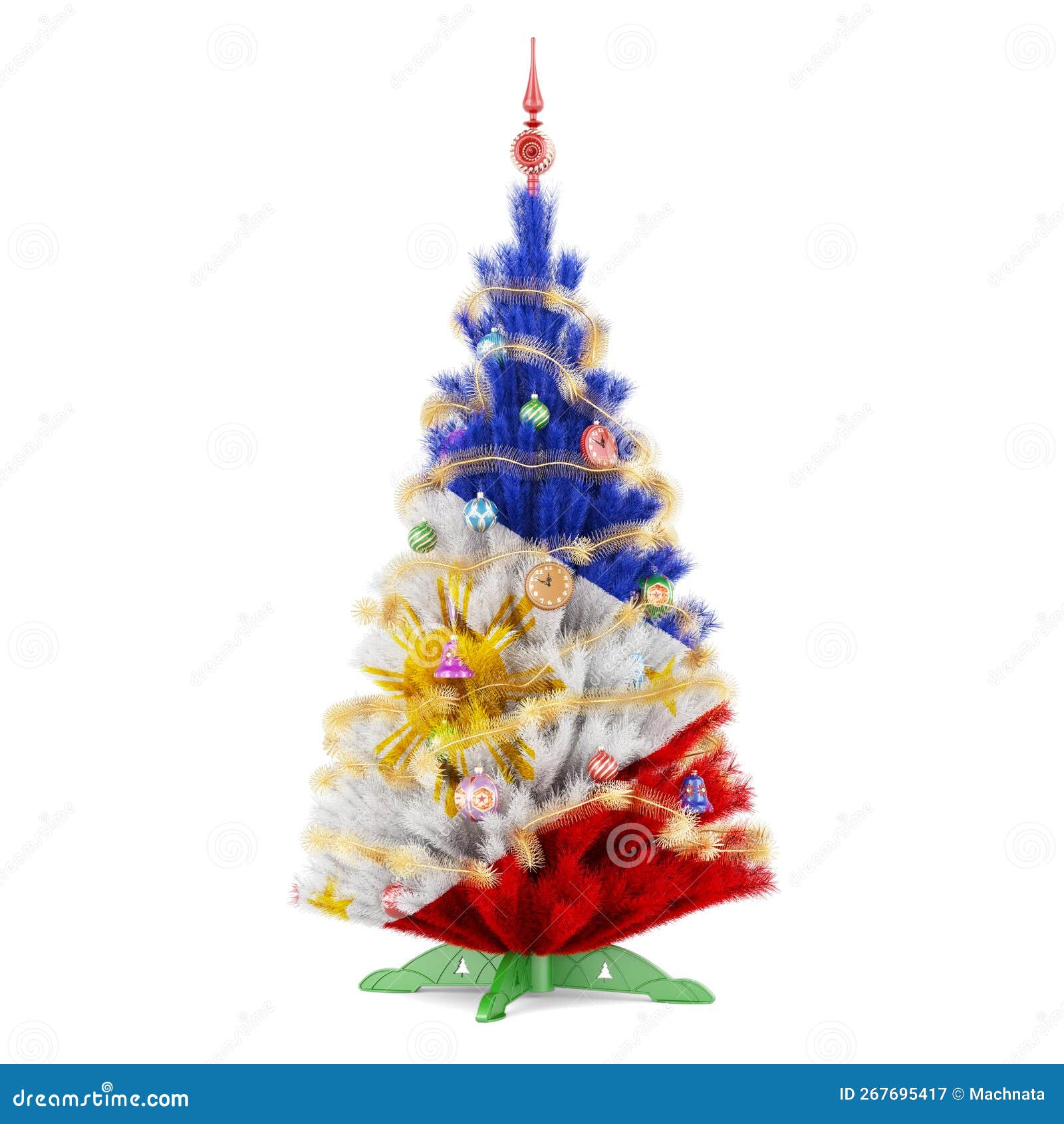 Filipino Flag Painted on the Christmas Tree, 3D Rendering Stock ...