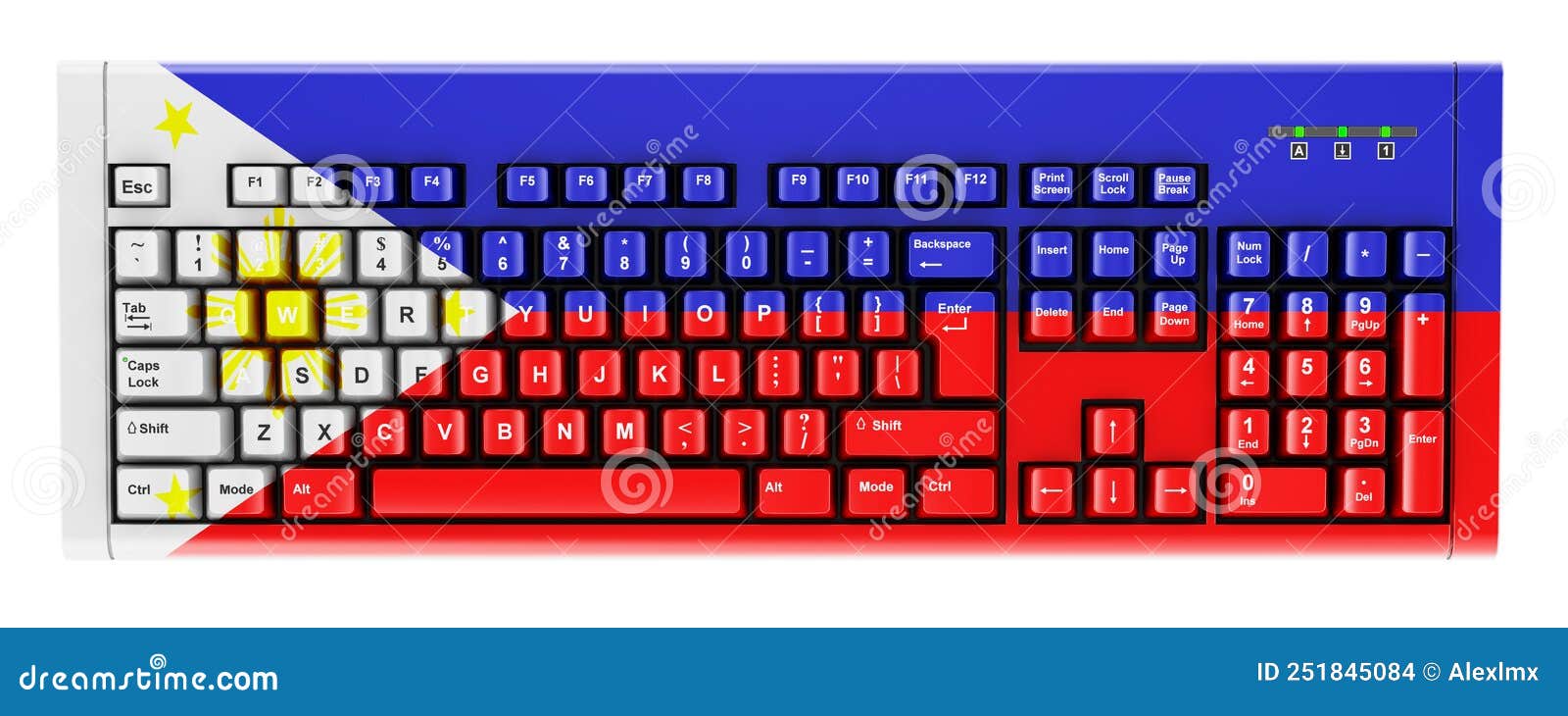 Filipino Flag Painted on Computer Keyboard. 3D Rendering Stock ...