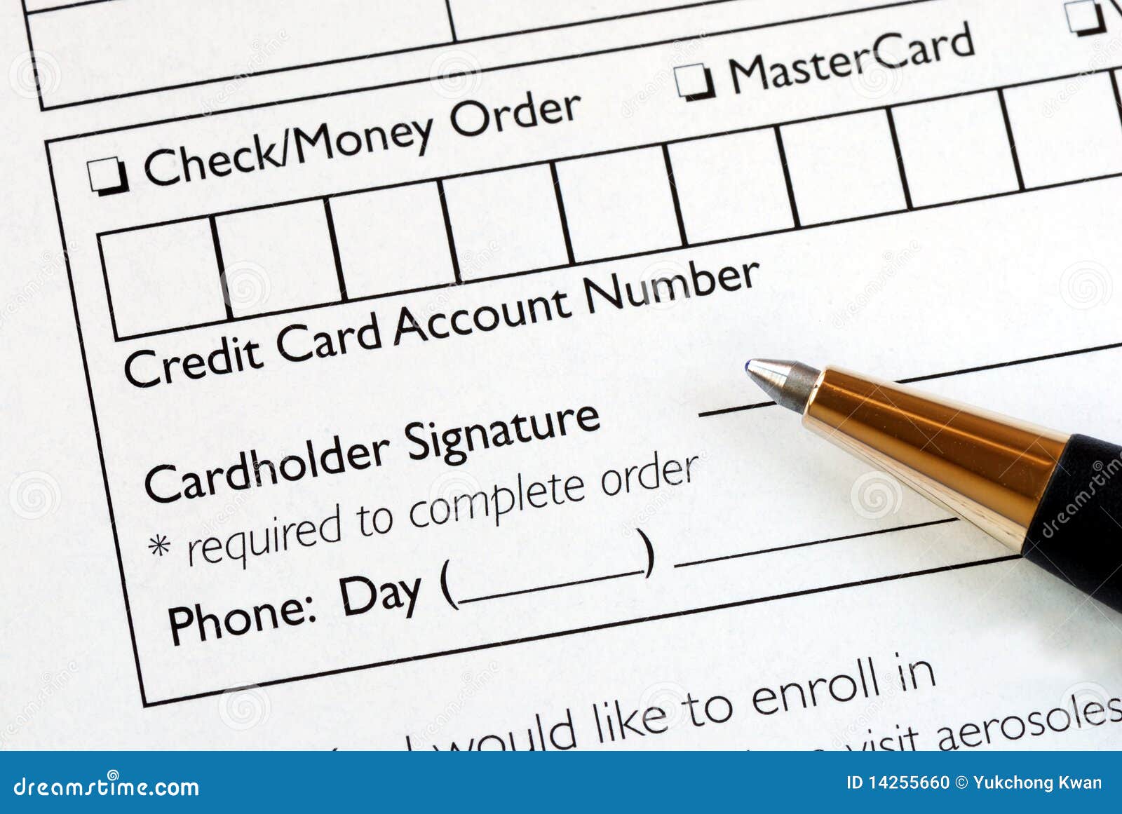 Fill in the Credit Card Information Stock Photo - Image of newspaper ...