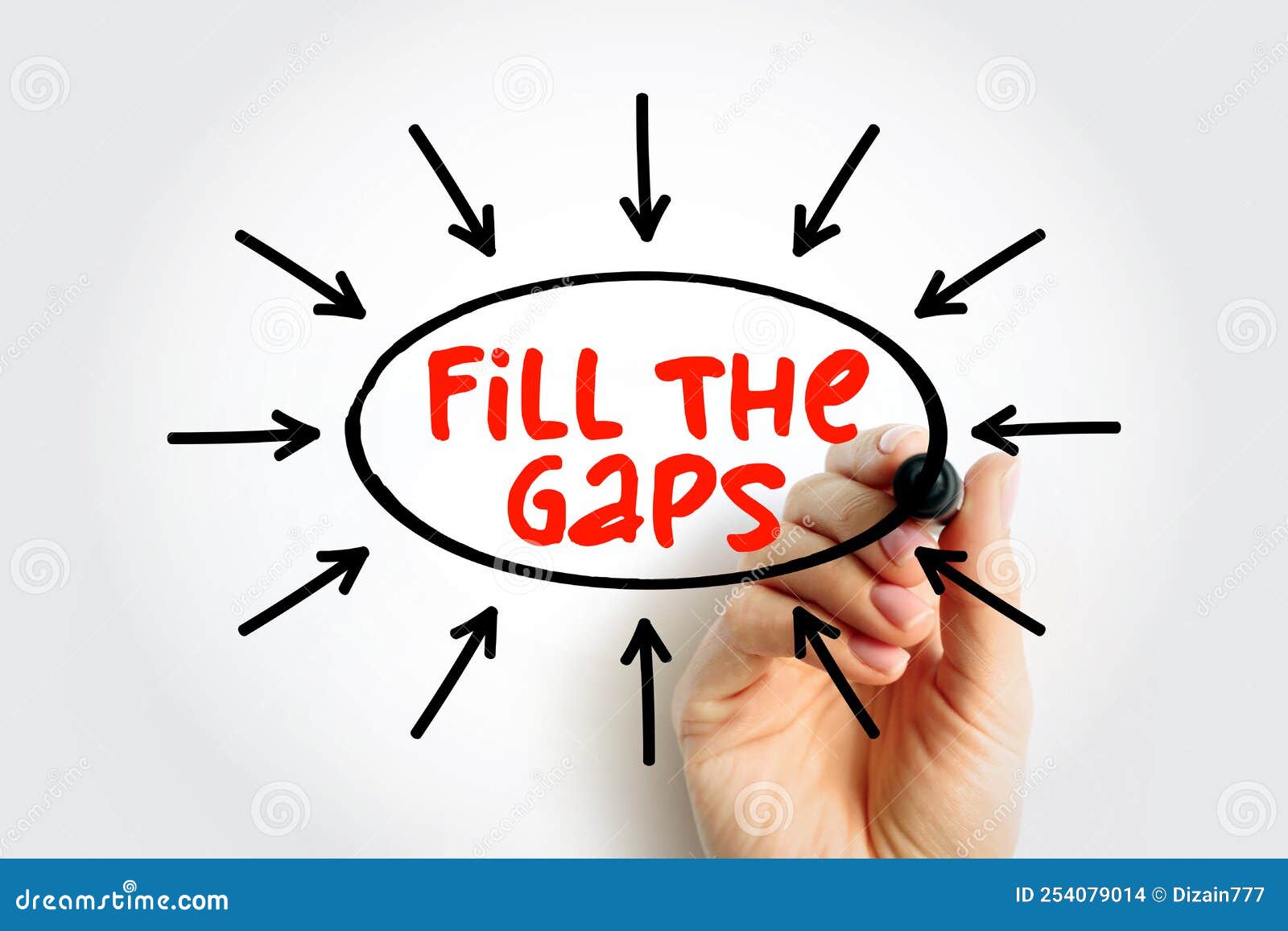 Fill the Gaps Text with Arrows, Concept for Presentations and Reports ...