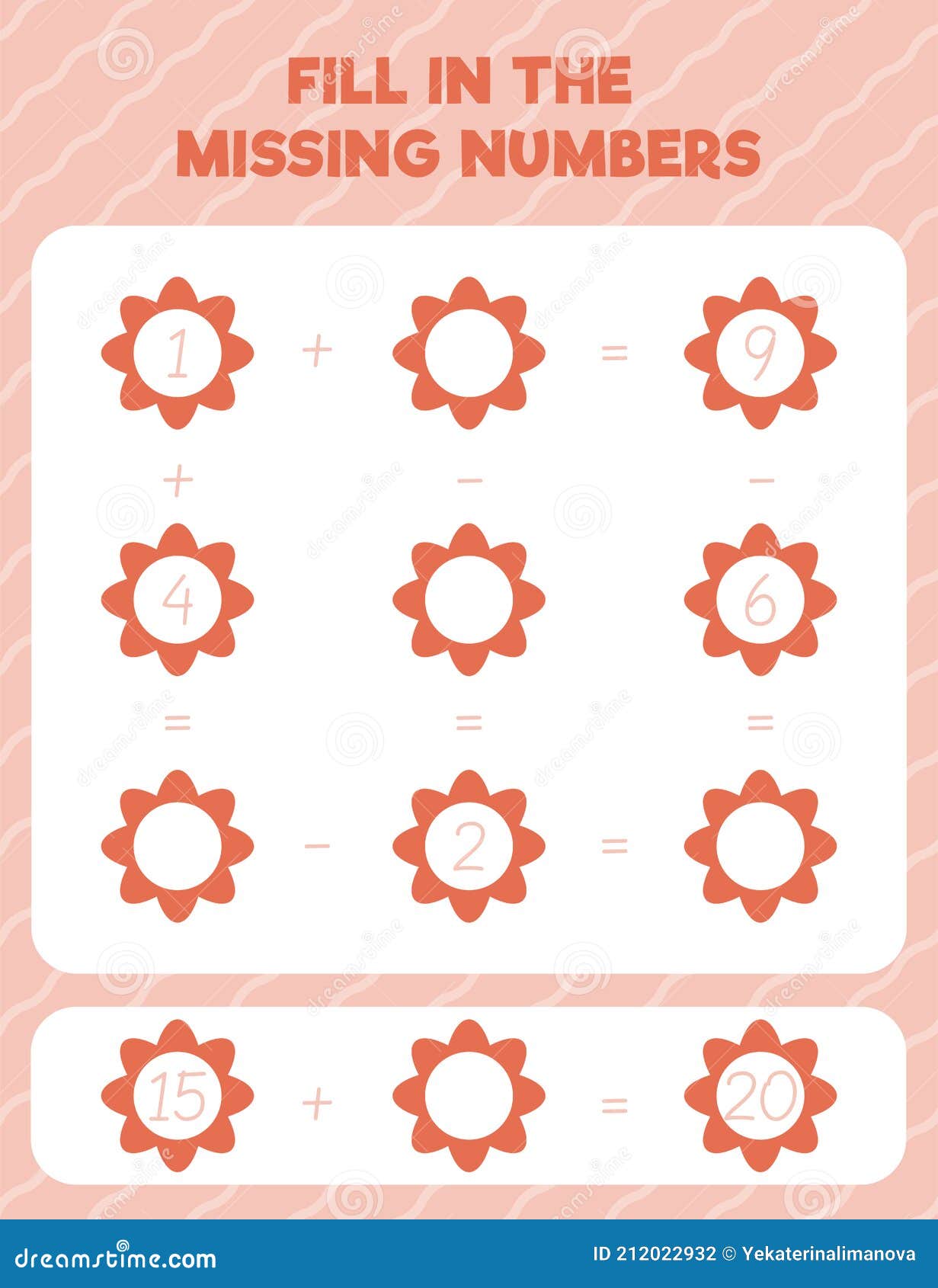 Fill in the Missing Numbers. Stock Vector - Illustration of maths ...