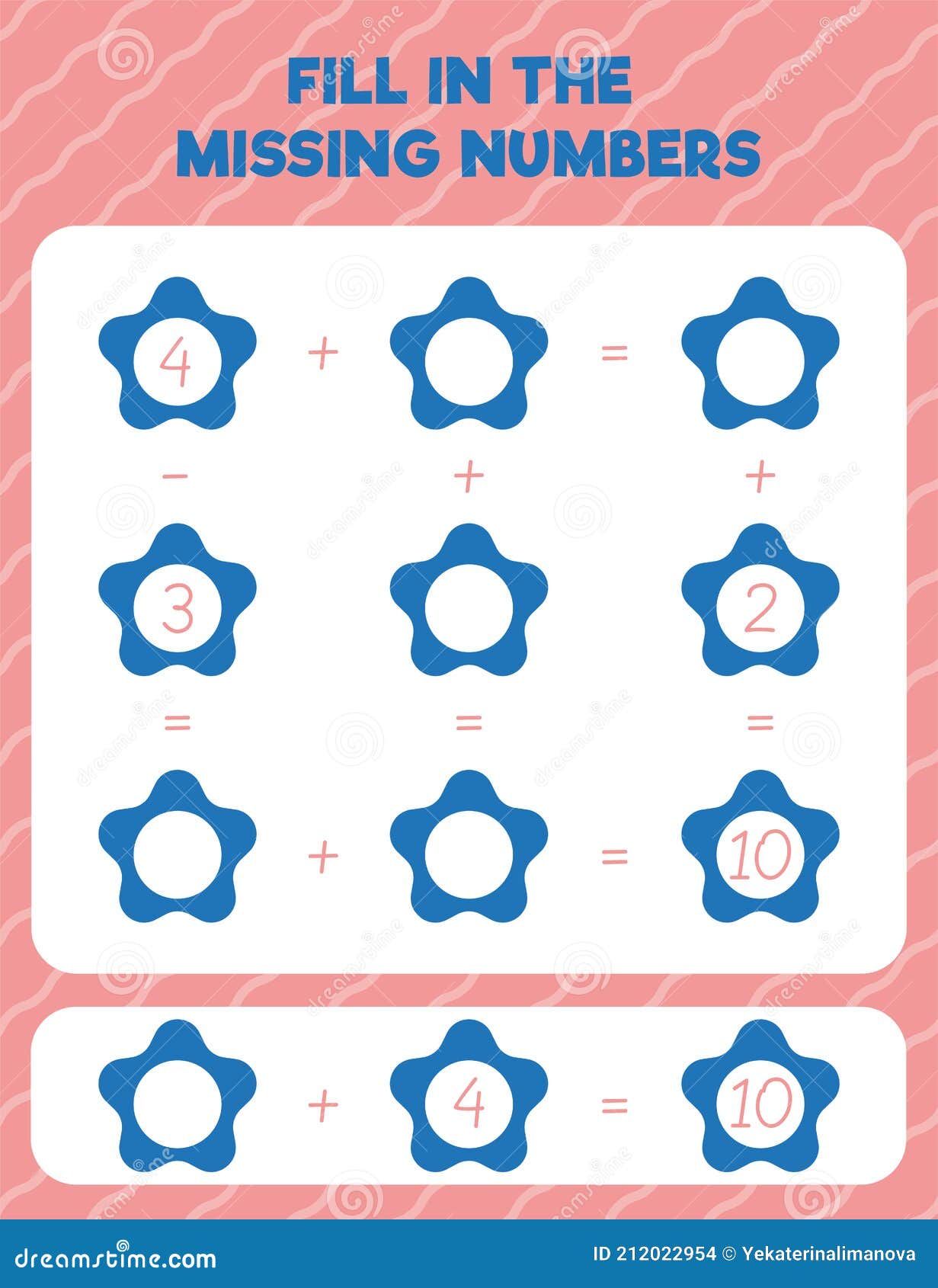 Fill in the Missing Numbers. Stock Vector - Illustration of mathematics ...