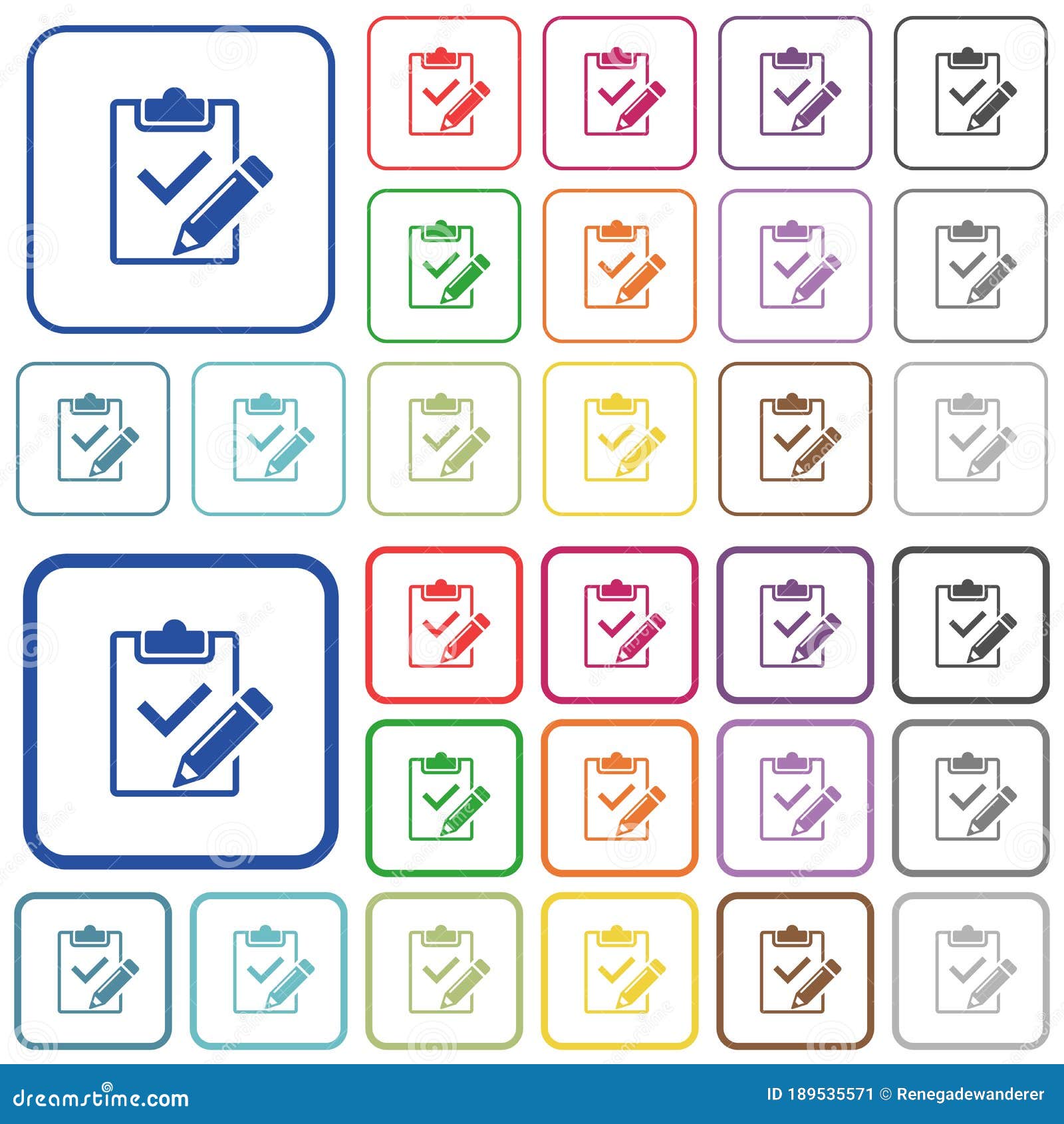 Fill Out Checklist Outlined Flat Color Icons Stock Vector ...