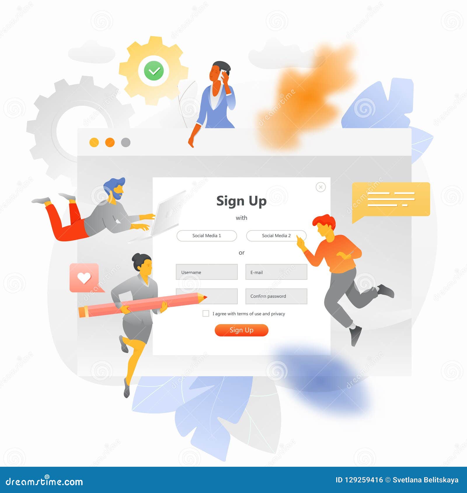 Fill out Sign Up Form stock vector. Illustration of hand - 129259416