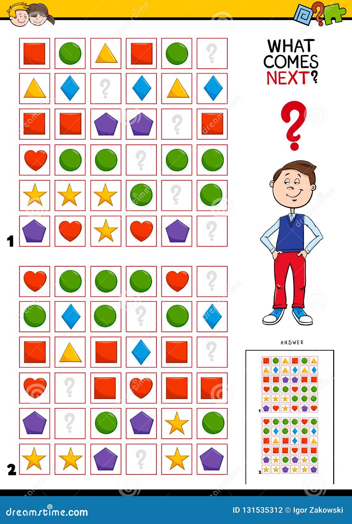 Fill the Pattern Educational Activity for Children Stock Vector ...