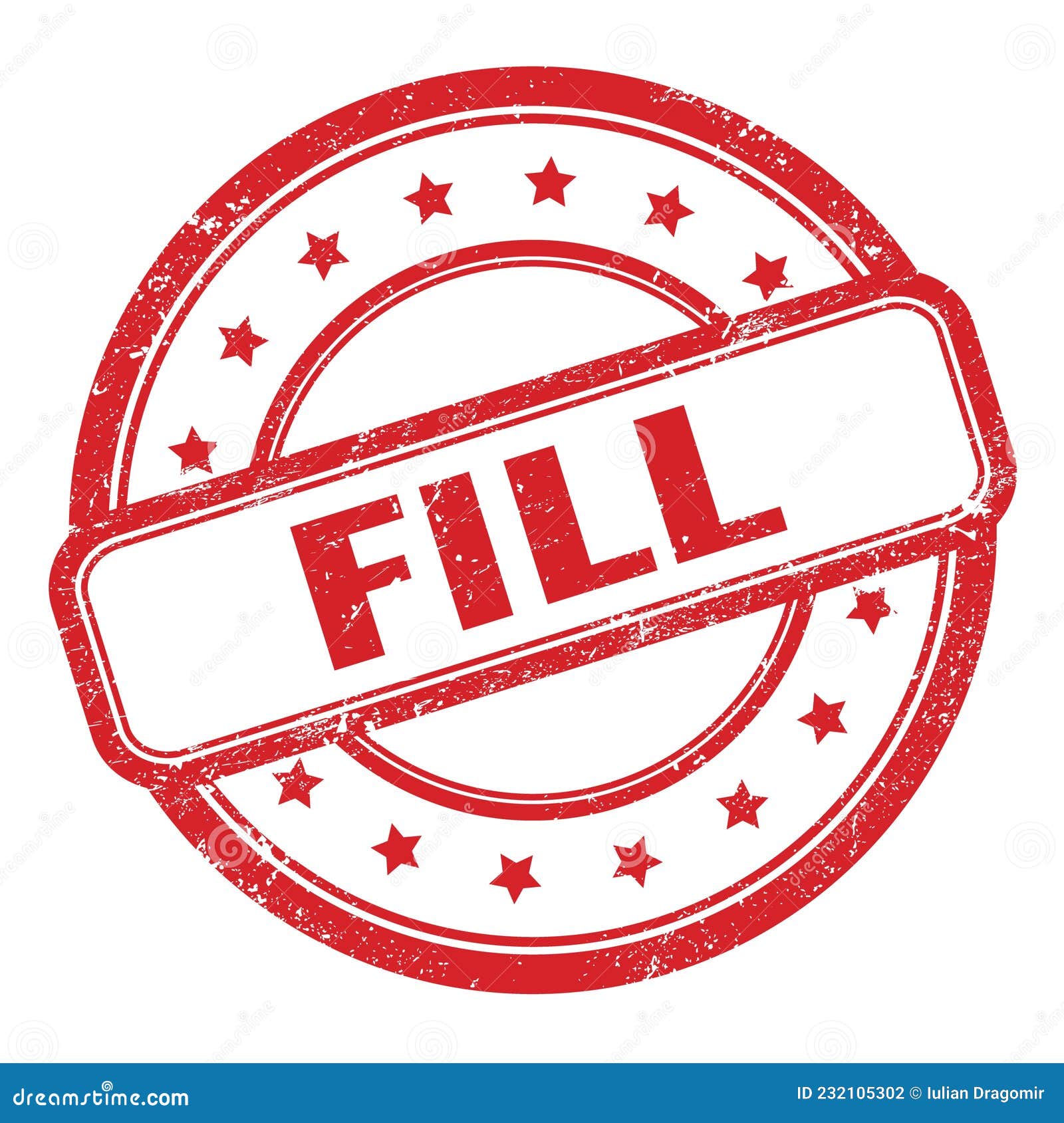 FILL Text on Red Grungy Vintage Round Stamp Stock Illustration ...