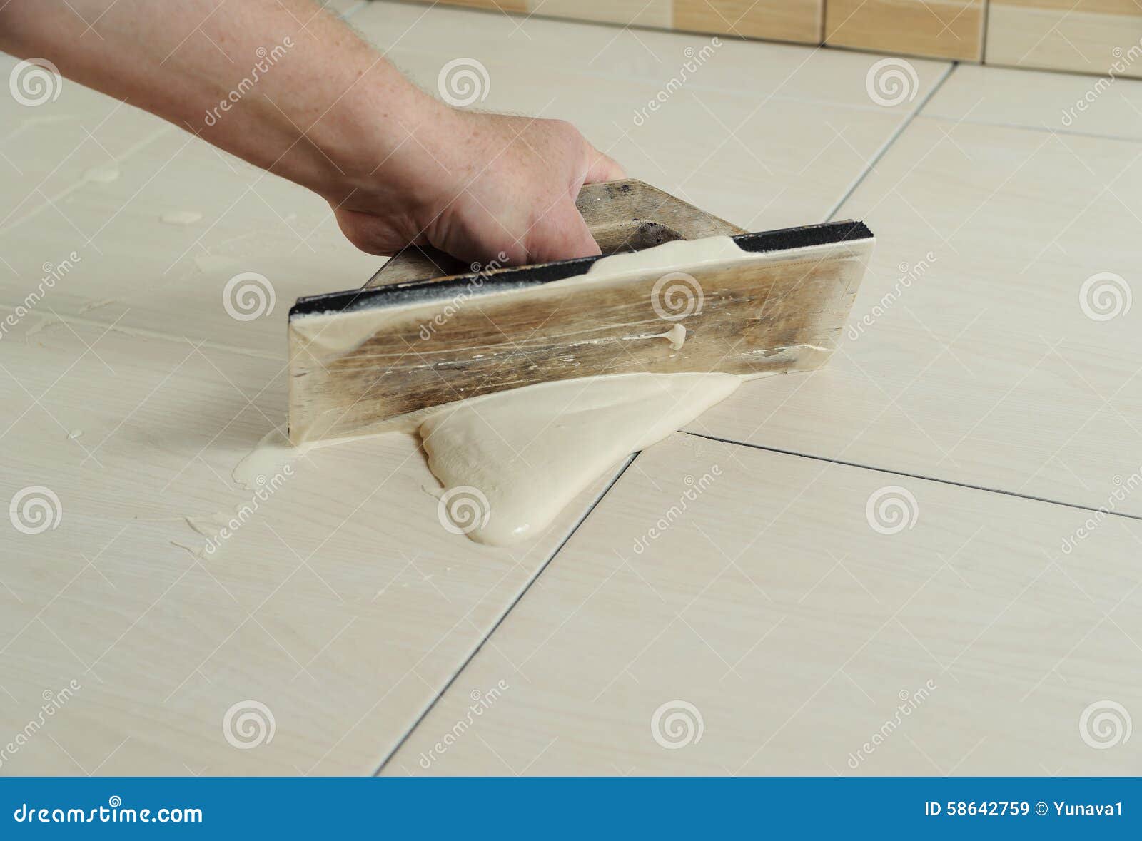 Fill the Tile Joints with Grout Stock Image - Image of rubber ...
