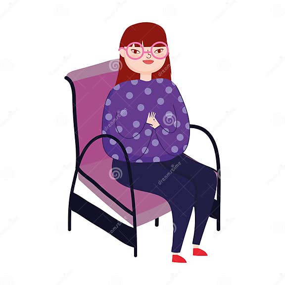 Fille Assise Sur Une Chaise Illustration De Vecteur Illustration Du