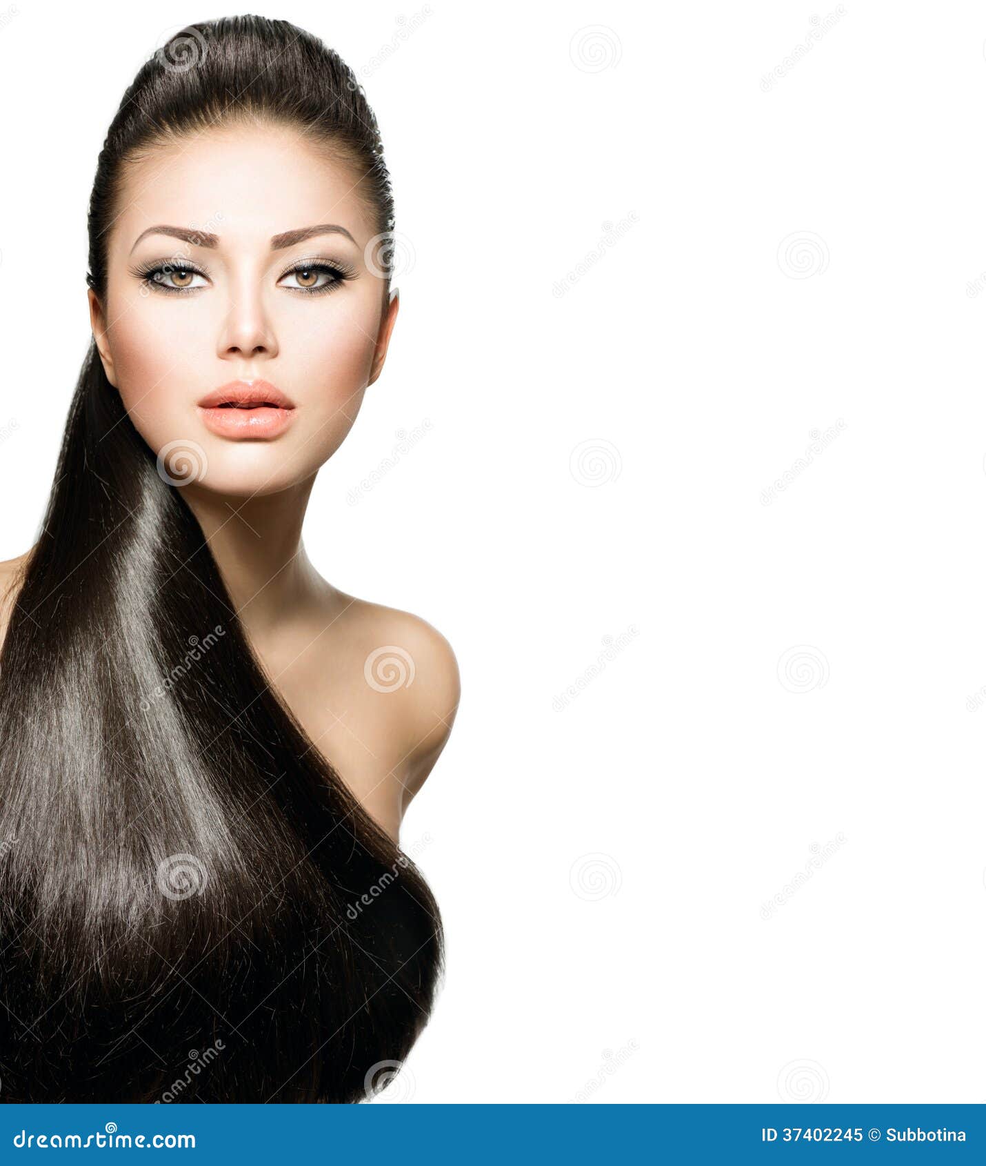 Fille Avec De Longs Cheveux Droits Image stock - Image du effectuez ...