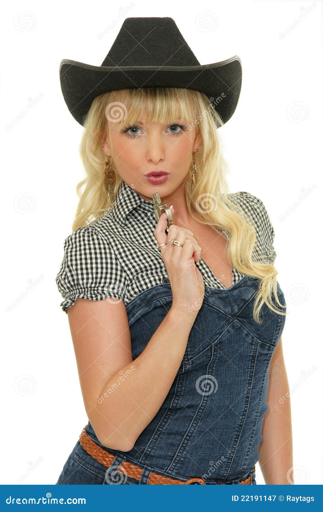 Fille avec le canon image stock. Image du chapeau, pays - 22191147