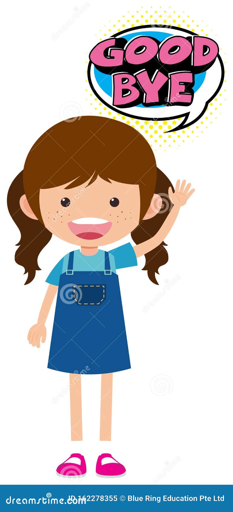 Fille Avec Le Mot D'expression Adieu Illustration Stock - Illustration ...