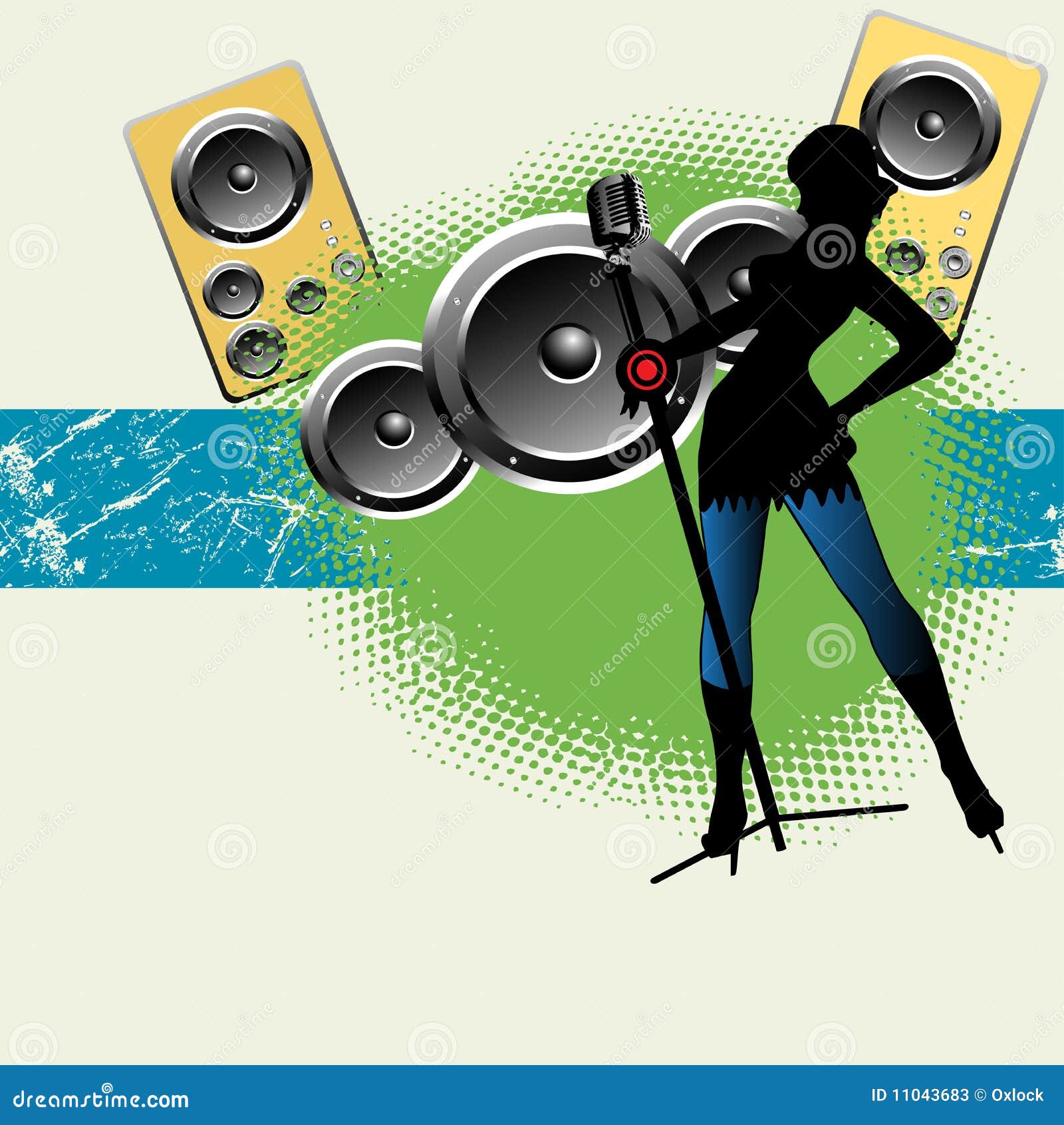 Fille Chantant Sur La Musique Forte Illustration de Vecteur ...