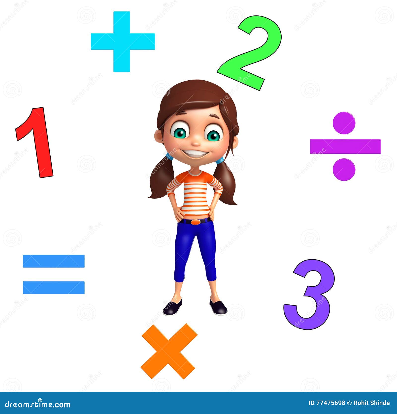 Fille D'enfant Avec Les Signes Et Le Chiffre De Maths Illustration ...