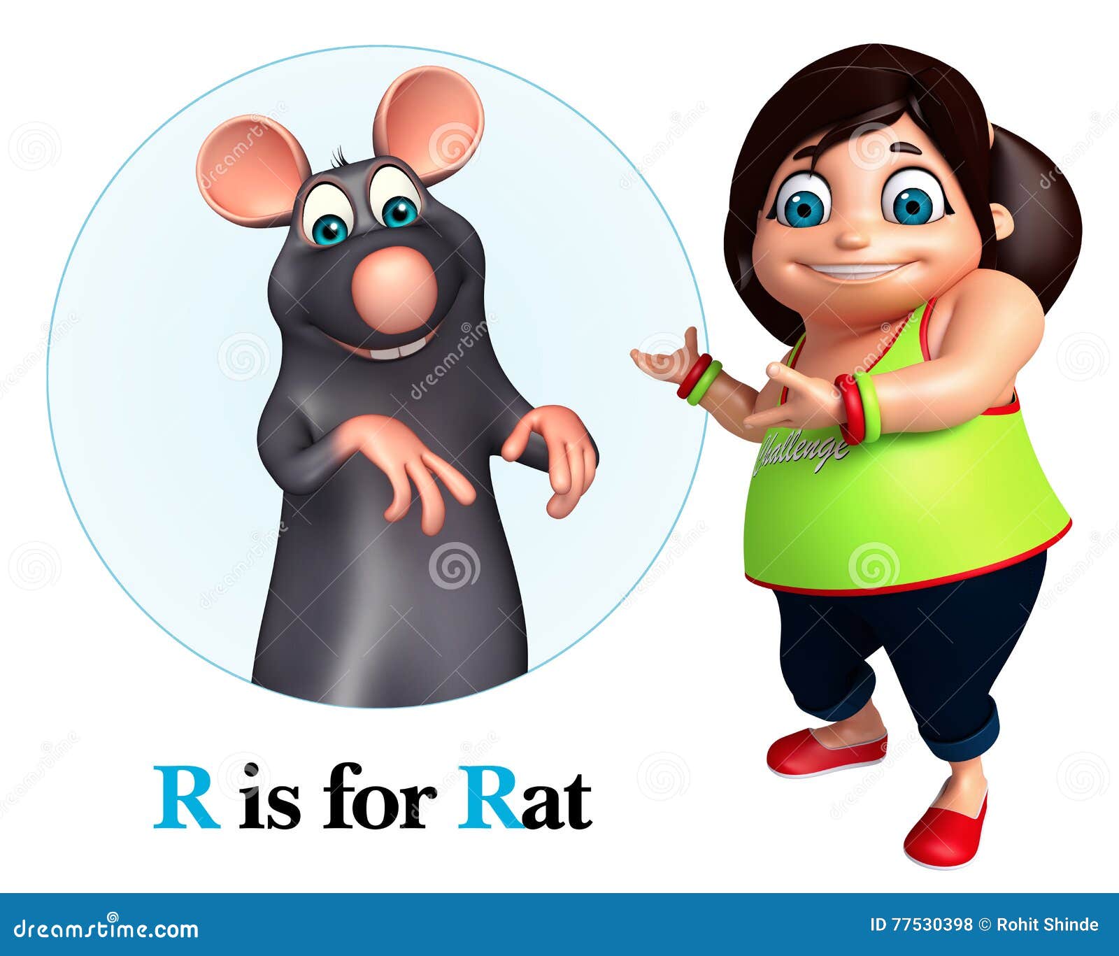 Fille D'enfant Dirigeant Le Rat Illustration Stock - Illustration du ...