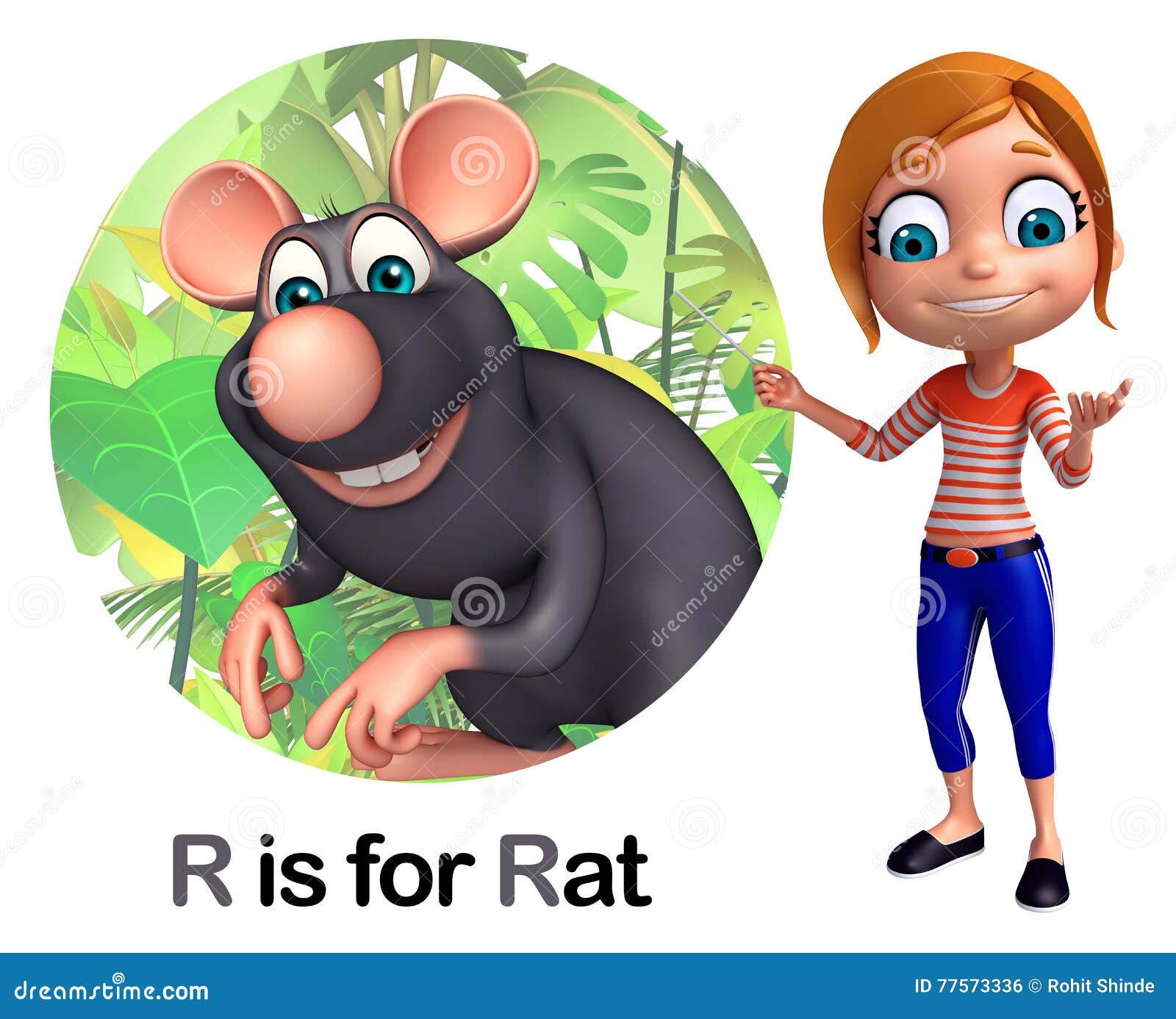 Fille D'enfant Dirigeant Le Rat Illustration Stock - Illustration du ...
