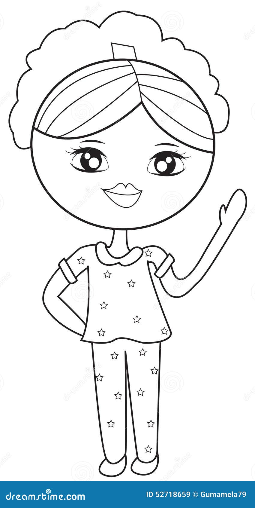 Fille Dans Des Pyjamas Colorant La Page Illustration Stock ...