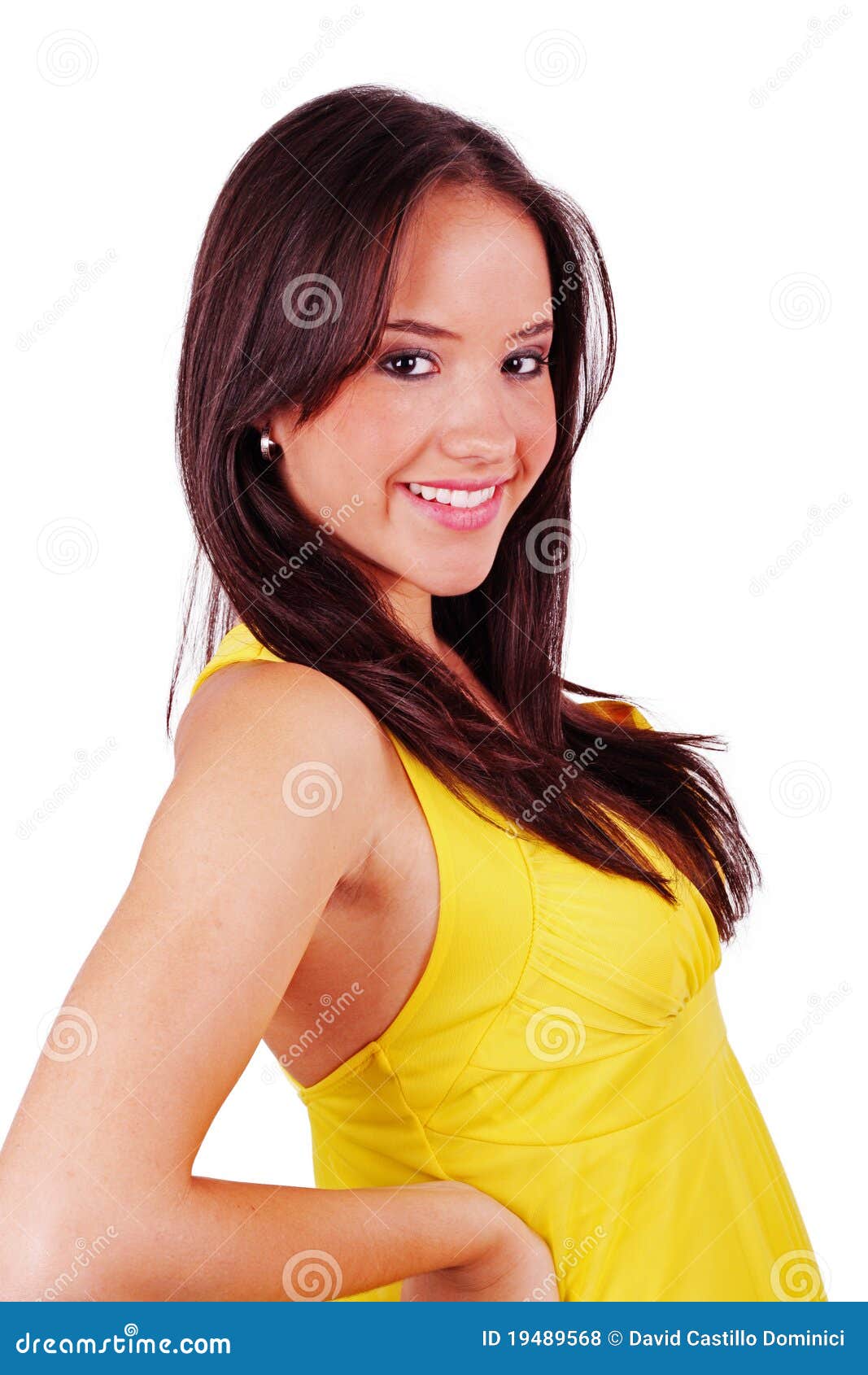 Fille dans la robe jaune photo stock. Image du lumineux - 19489568