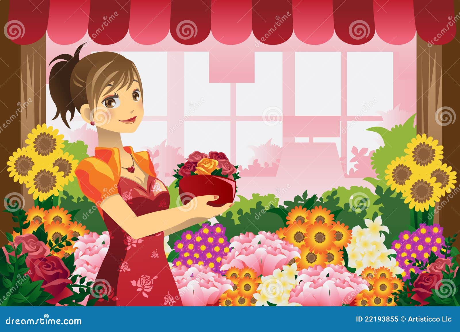 Fille de fleuriste illustration de vecteur. Illustration du gens - 22193855