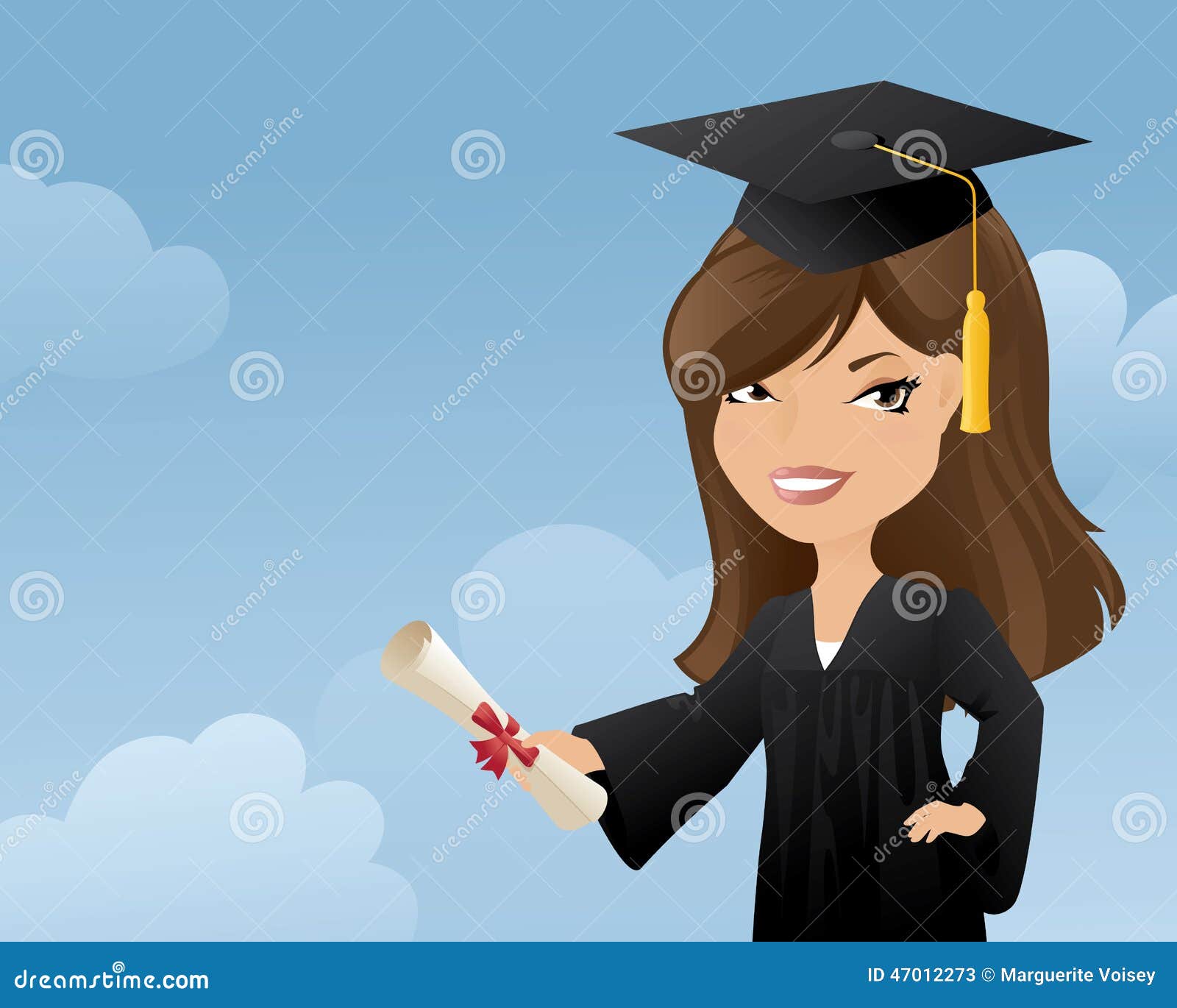 Fille de graduation illustration de vecteur. Illustration du rester ...