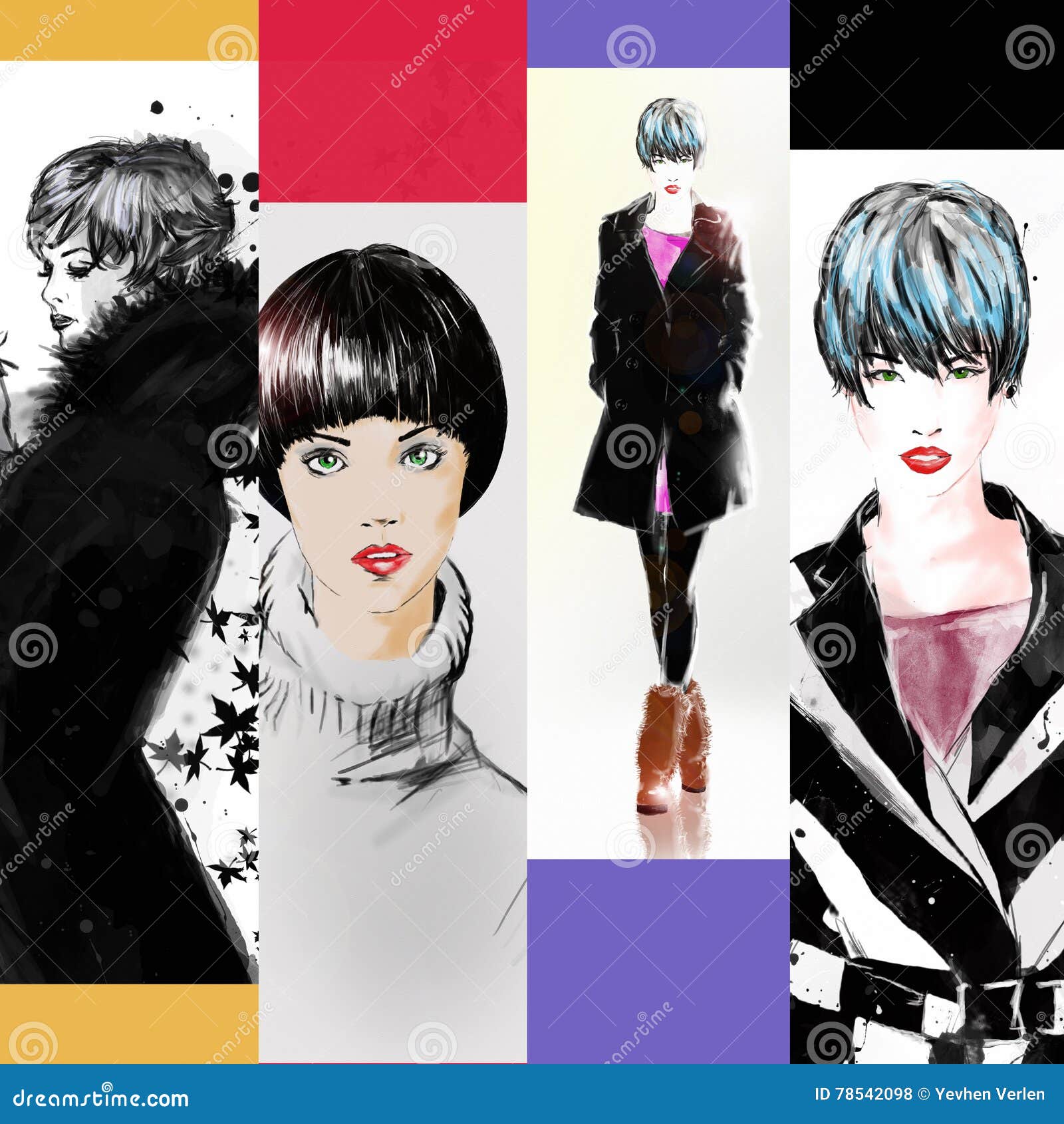 Fille De Mode Dans Le Croquis-type Illustration Stock - Illustration du ...