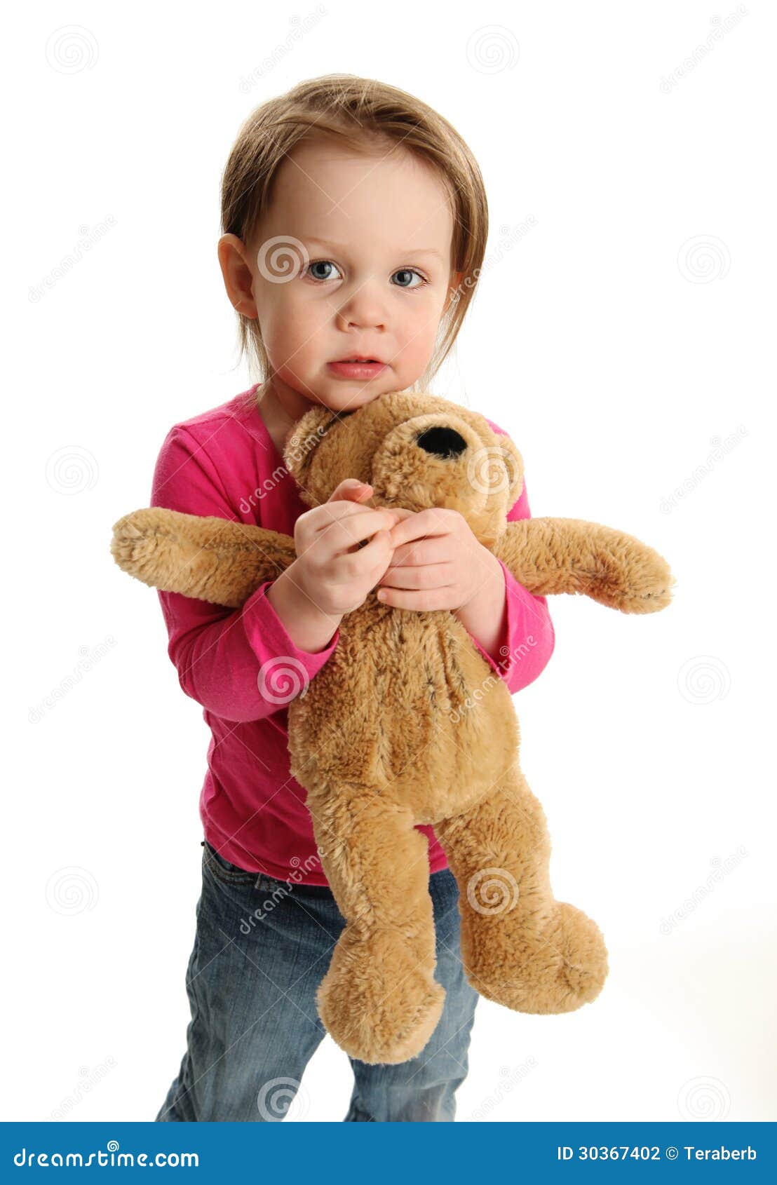 Fille Effrayée Tenant Un Ours De Nounours Photo stock - Image du beau ...