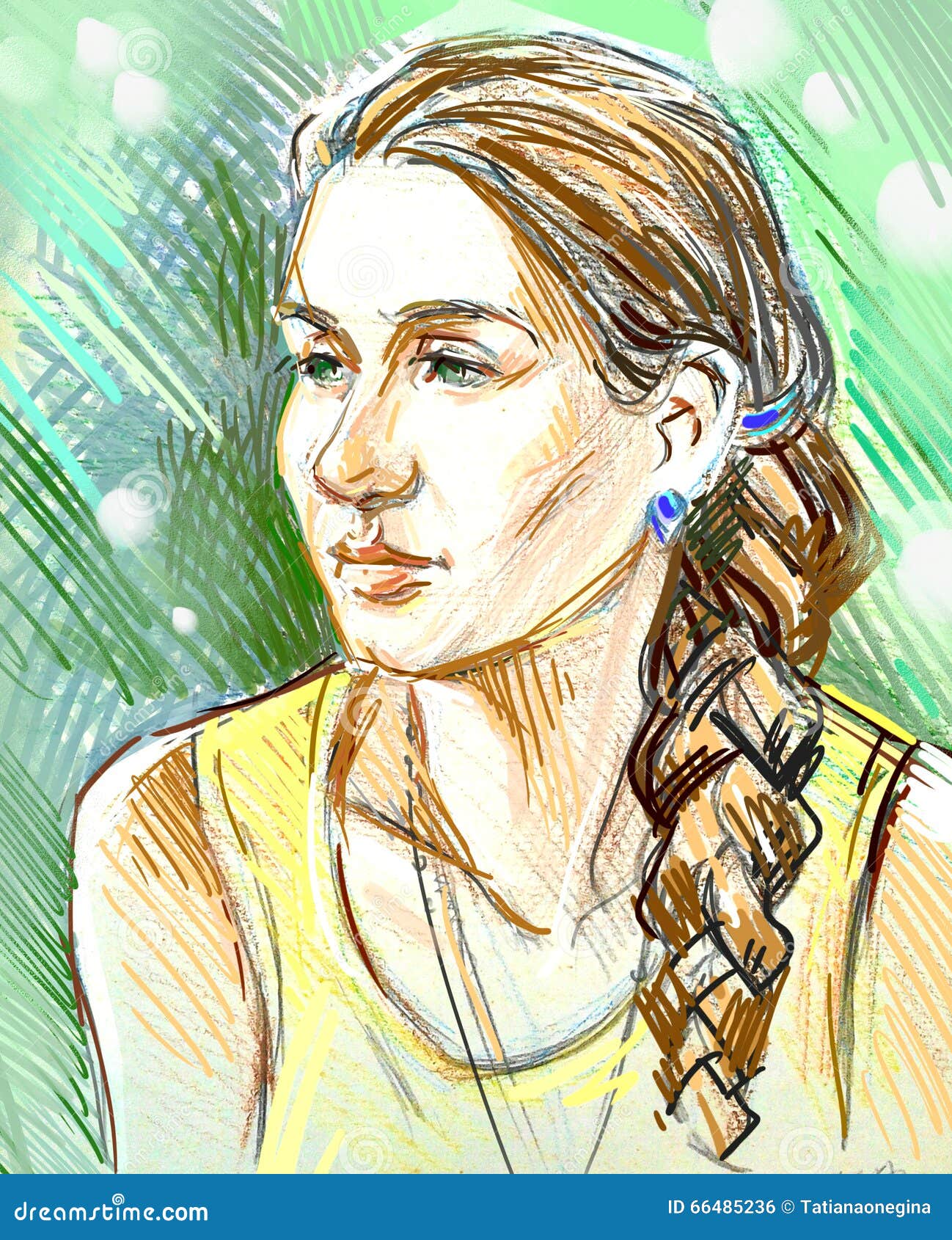 Fille en jaune illustration stock. Illustration du artistique - 66485236