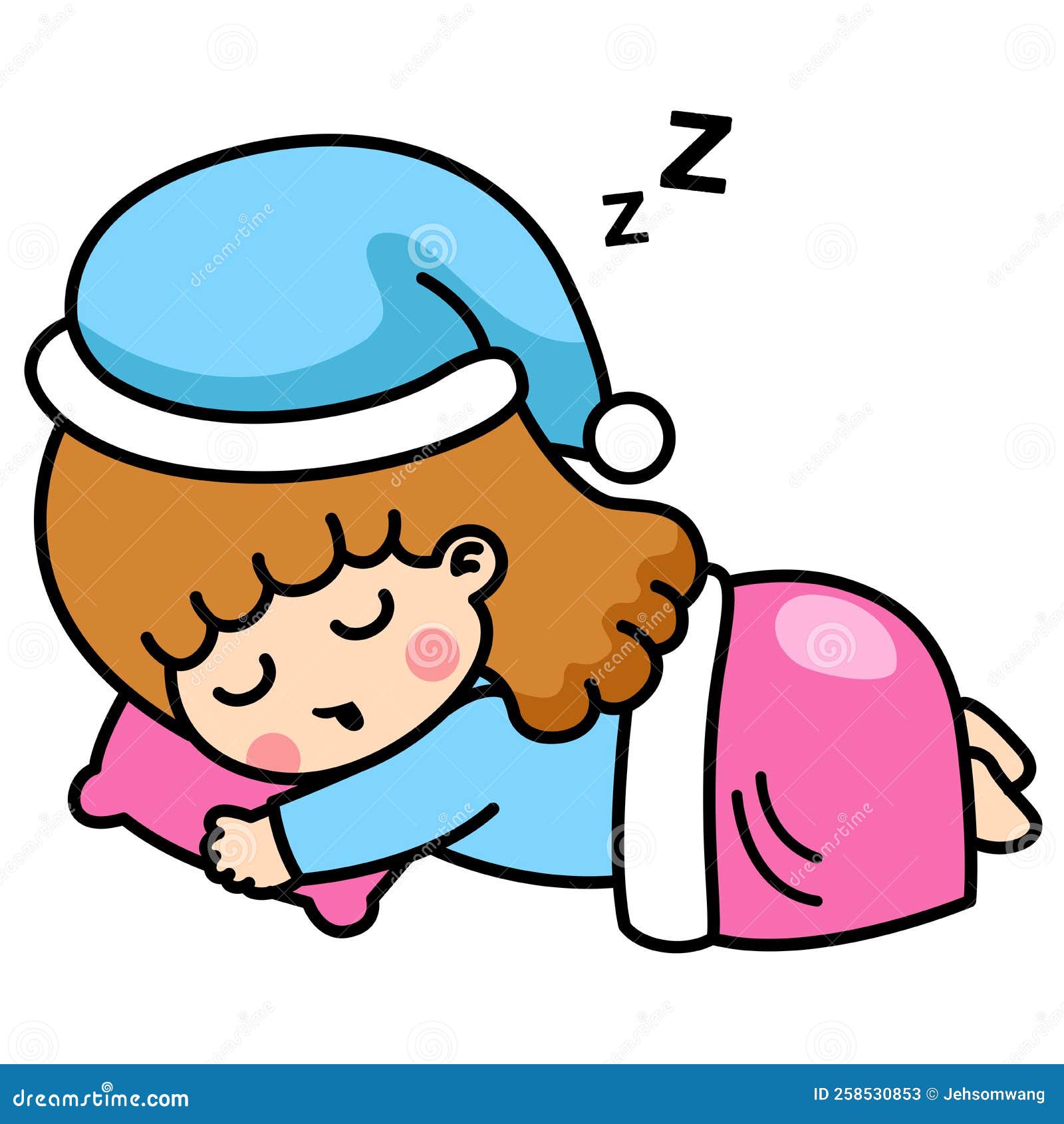 Fille endormie illustration de vecteur. Illustration of éveillé - 258530853