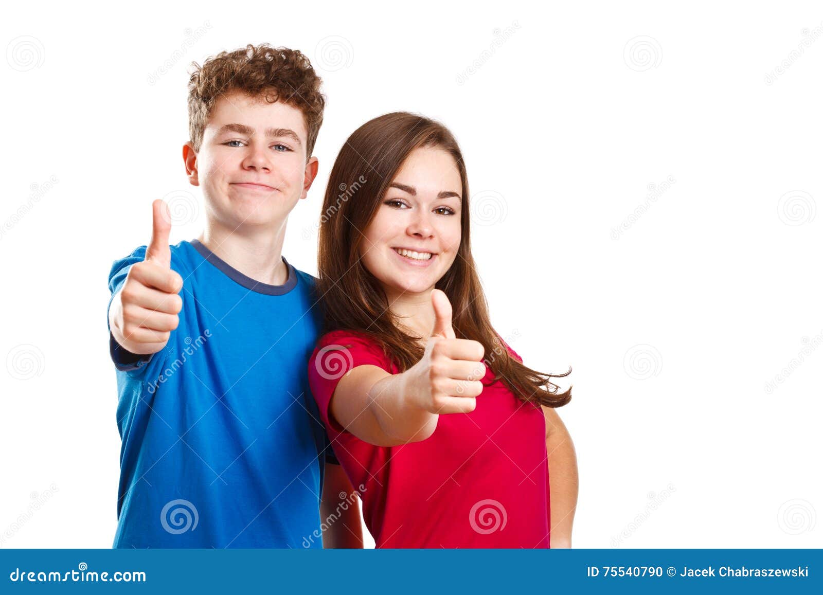 Fille Et Garçon Montrant Le Signe Correct Photo stock - Image du beau ...