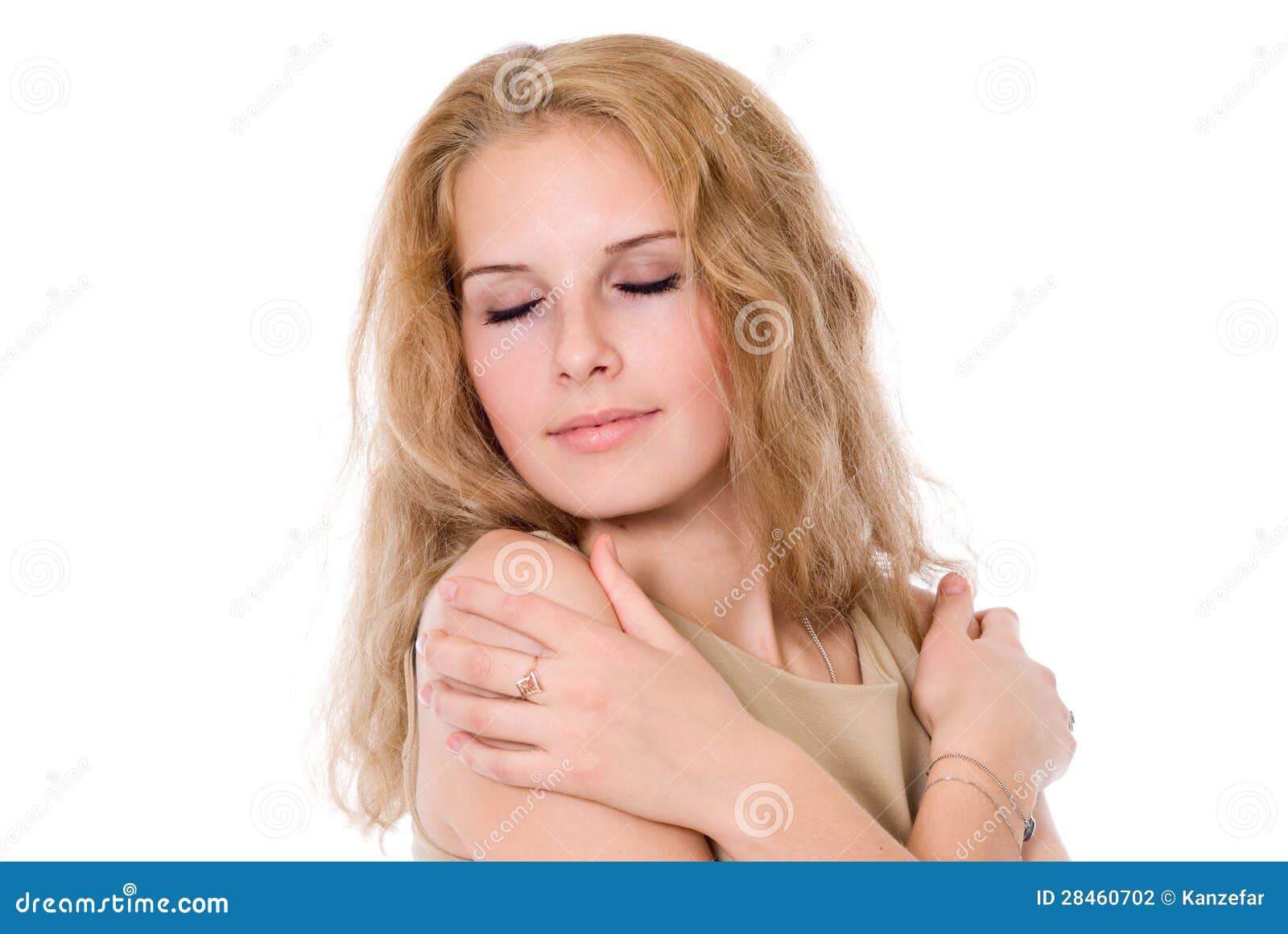 Fille Heureuse Avec Ses Yeux Fermés Photo stock - Image du bonheur ...