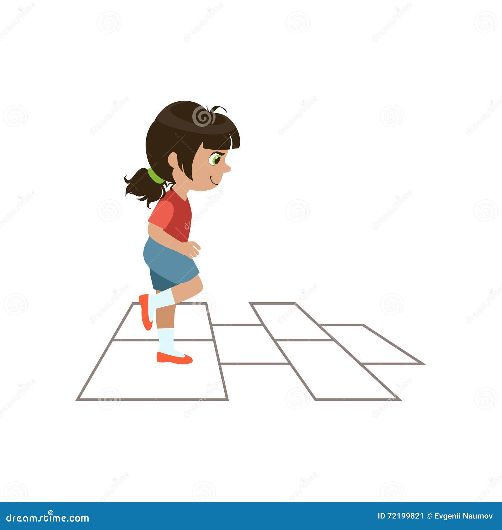 Fille Jouant Le Jeu De Marelle Illustration de Vecteur - Illustration ...