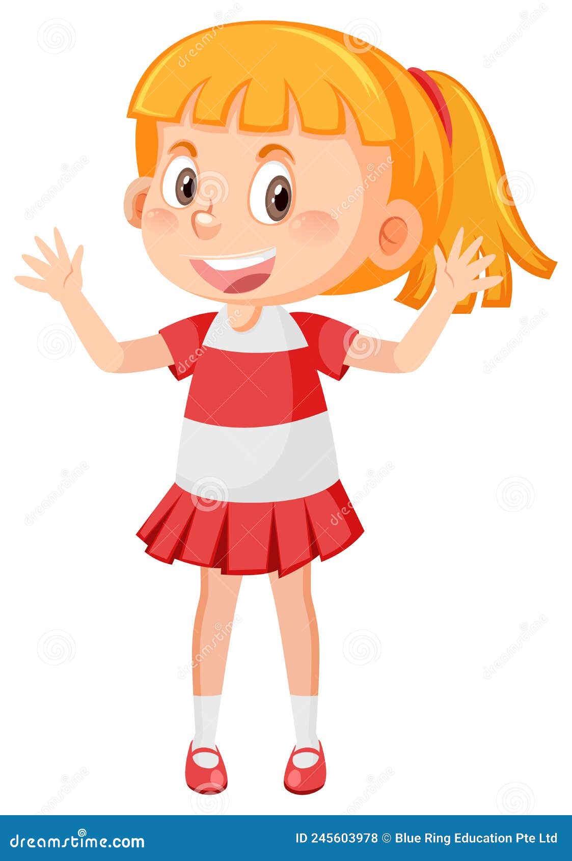 Fille Joyeuse Avec Geste De Salutation Illustration de Vecteur ...