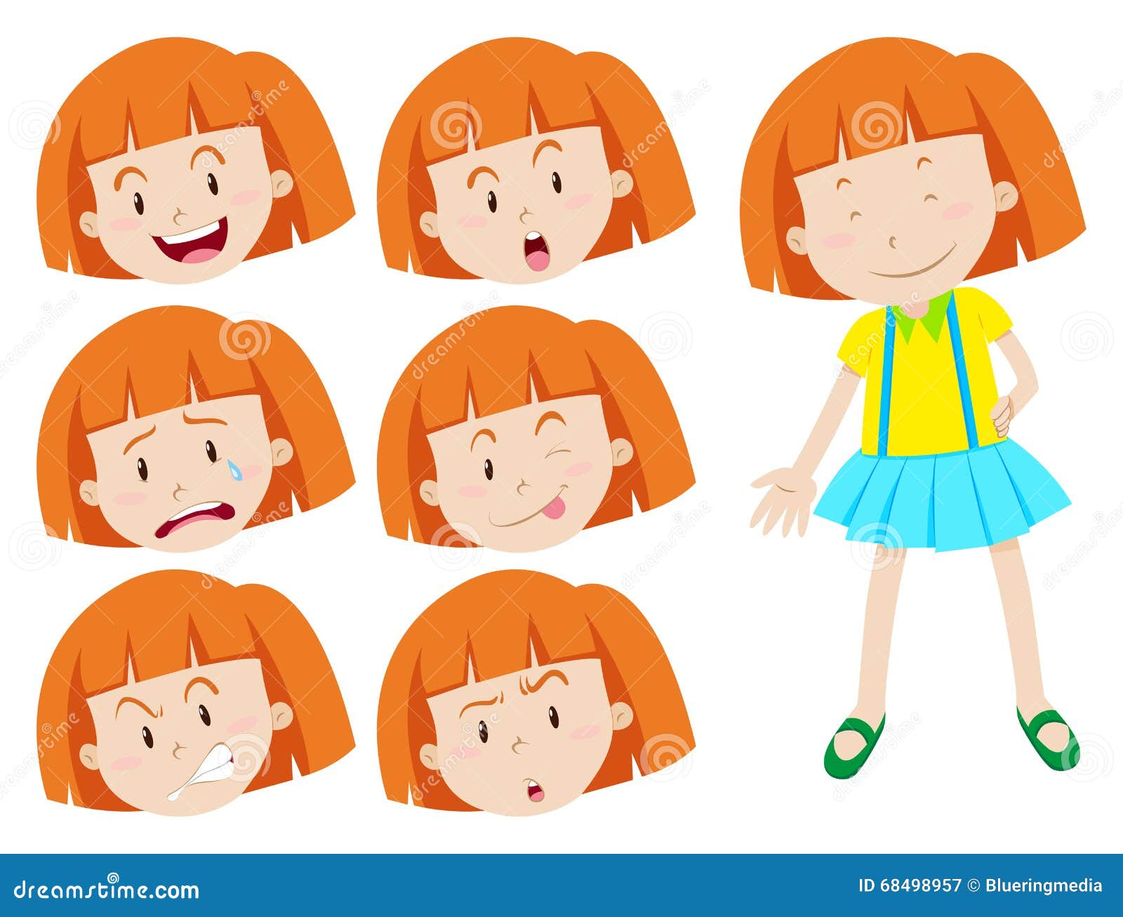 Fille Mignonne Avec Des Expressions Du Visage Illustration de Vecteur ...