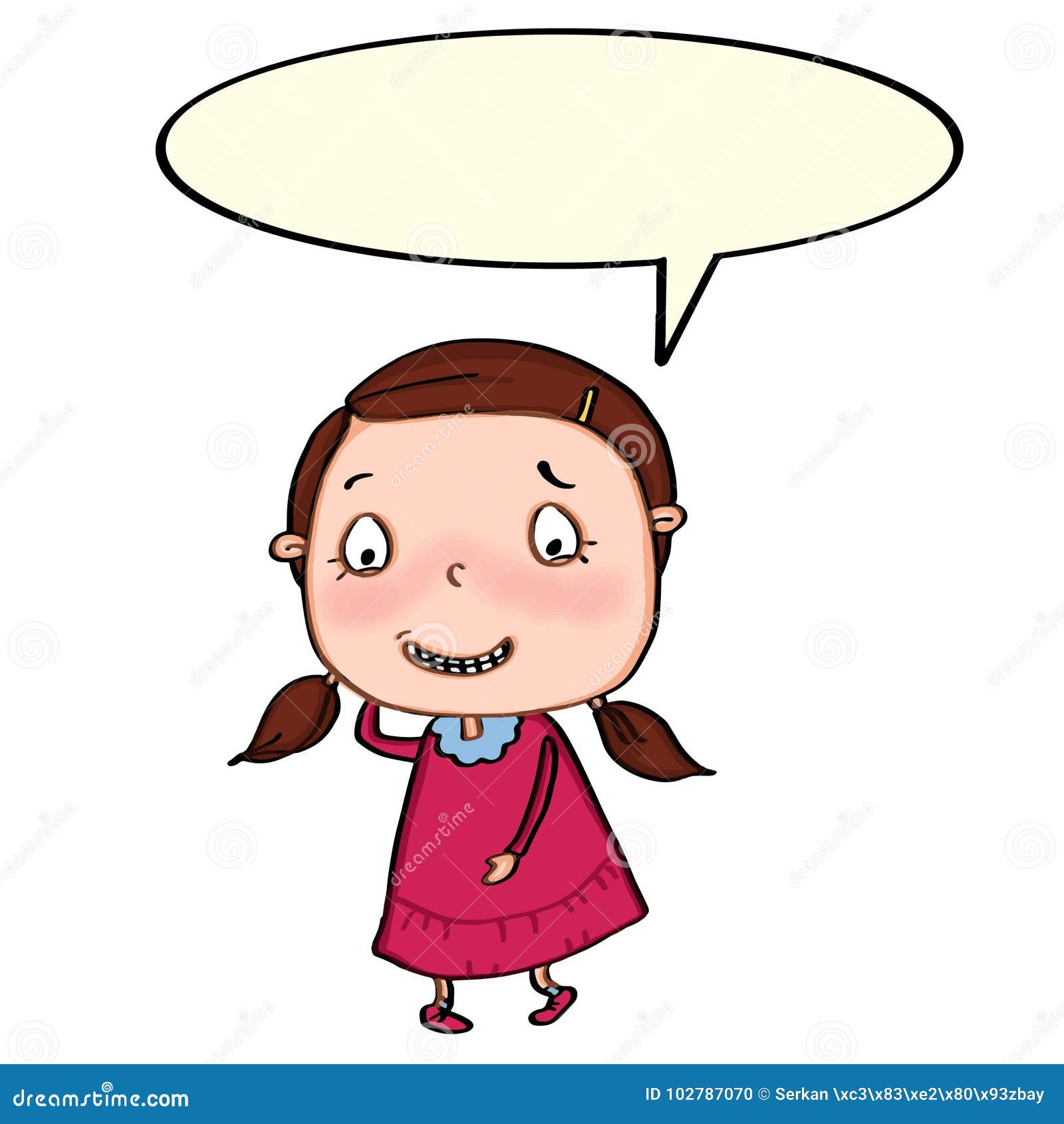 Fille Mignonne Timide Et Parler Illustration de Vecteur - Illustration ...