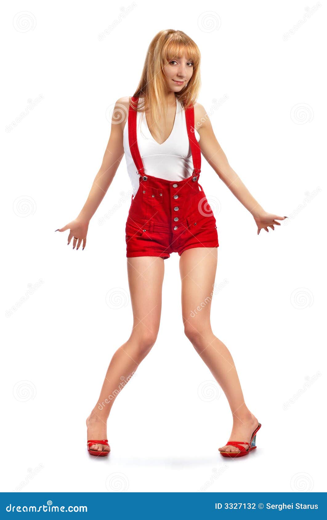Fille Pin Vers Le Haut Dans Des Circuits Rouges Photo Stock Image Du