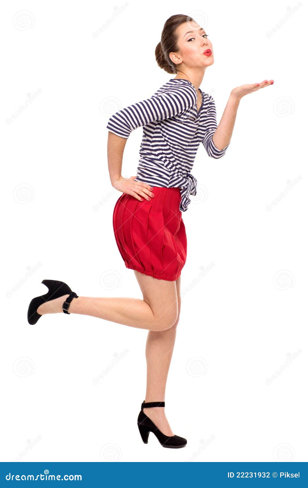 Fille Pin Vers Le Haut Soufflant Un Baiser Photo Stock Image Du