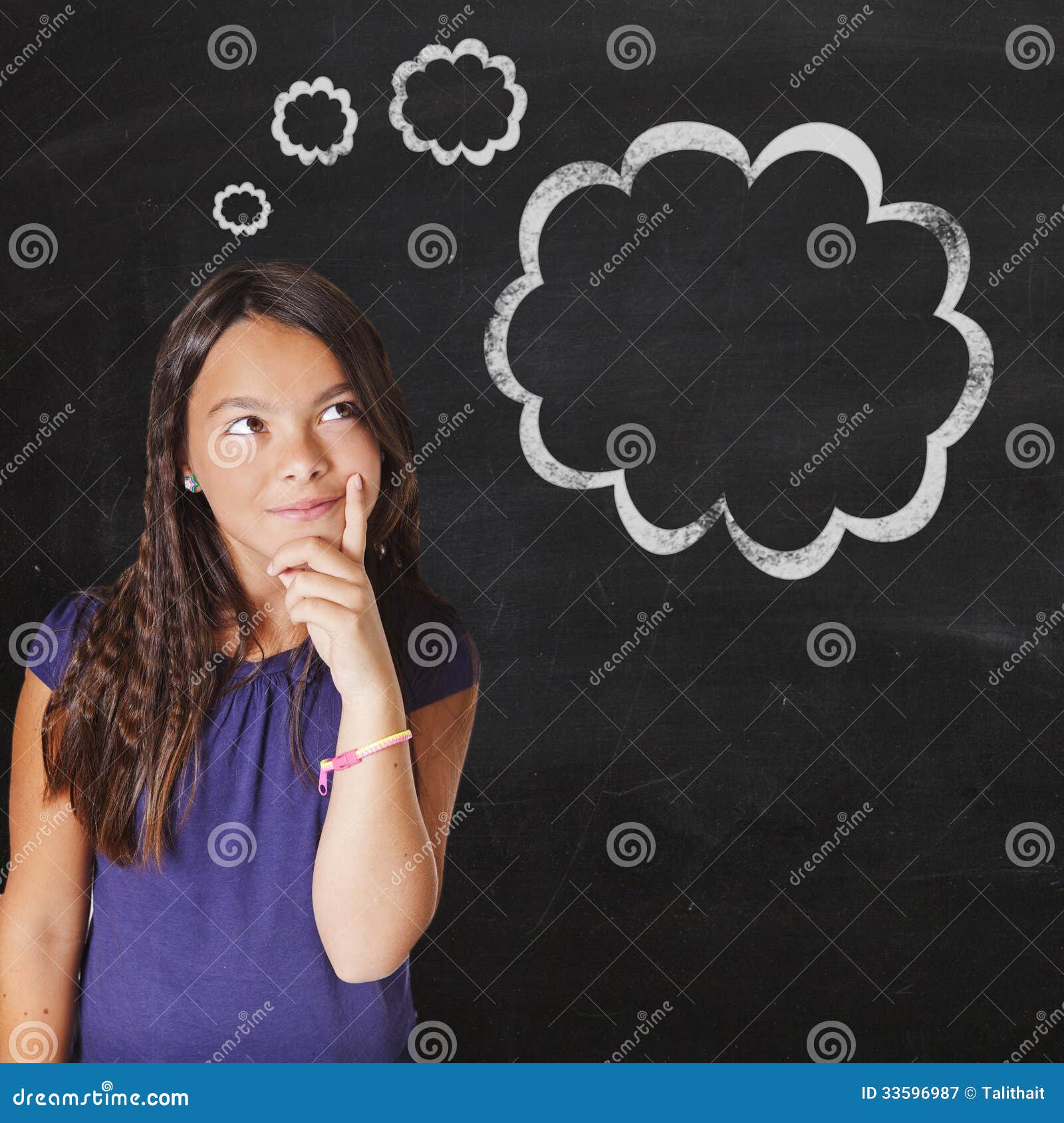 Fille réfléchie image stock. Image du contempler, regarder - 33596987