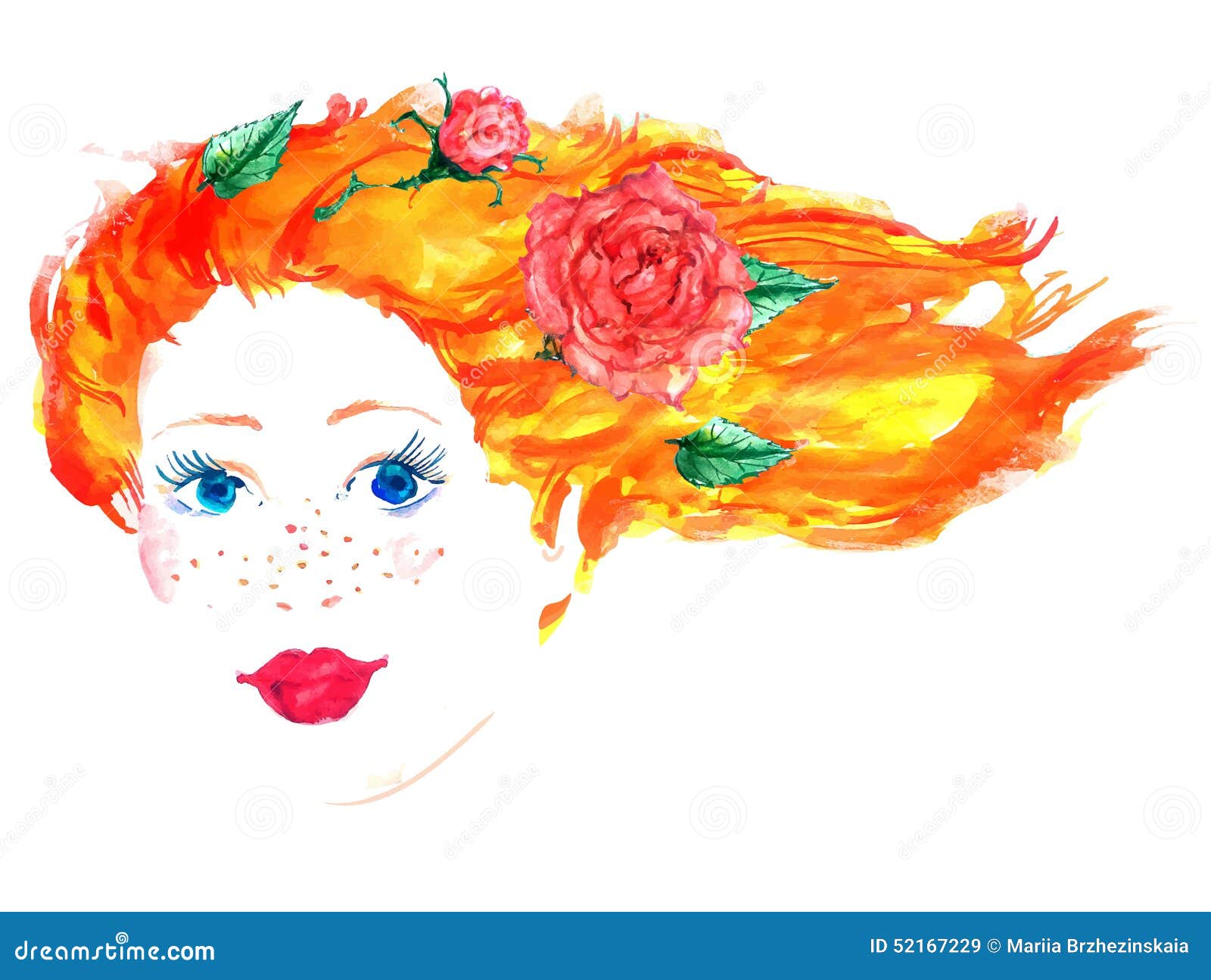Fille rousse illustration de vecteur. Illustration du visage - 52167229