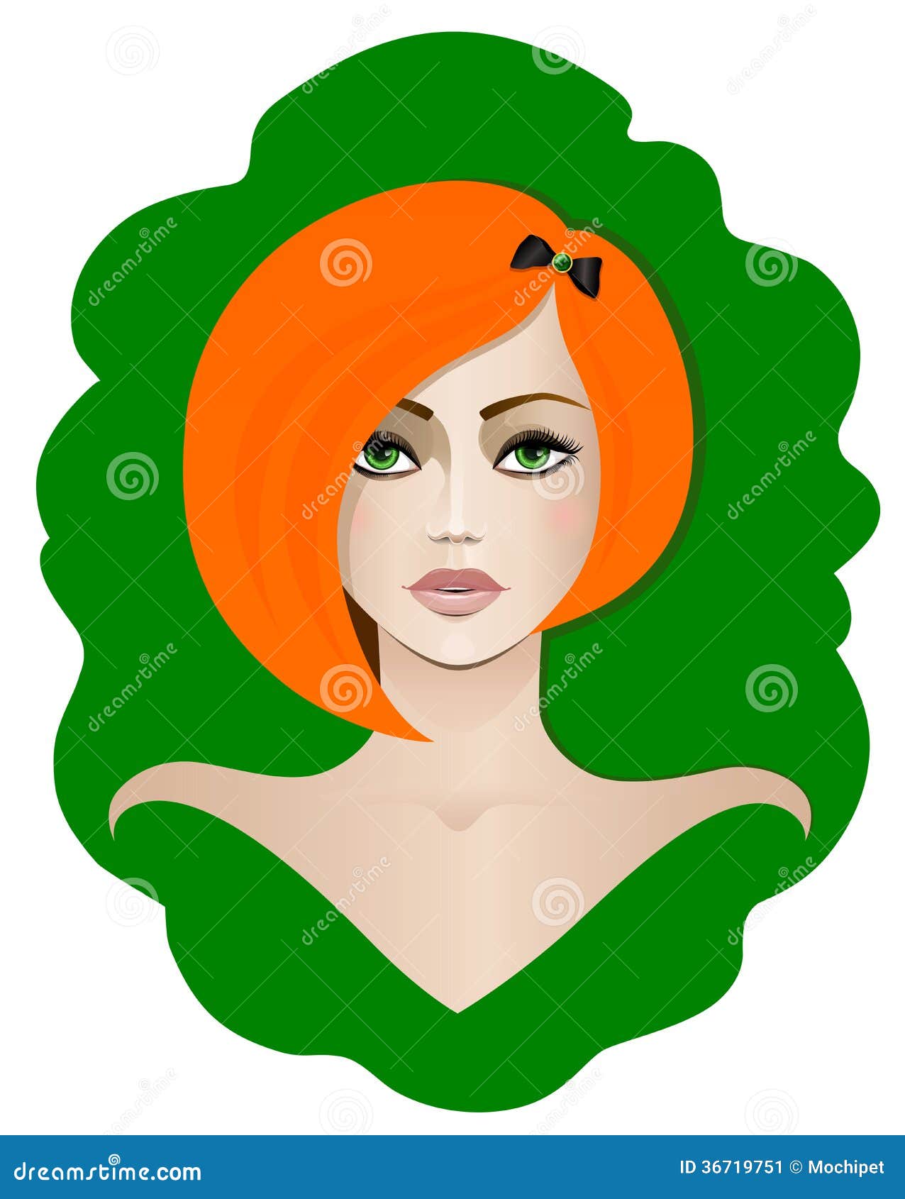 Fille Rousse Avec Les Yeux Verts Illustration de Vecteur - Illustration ...