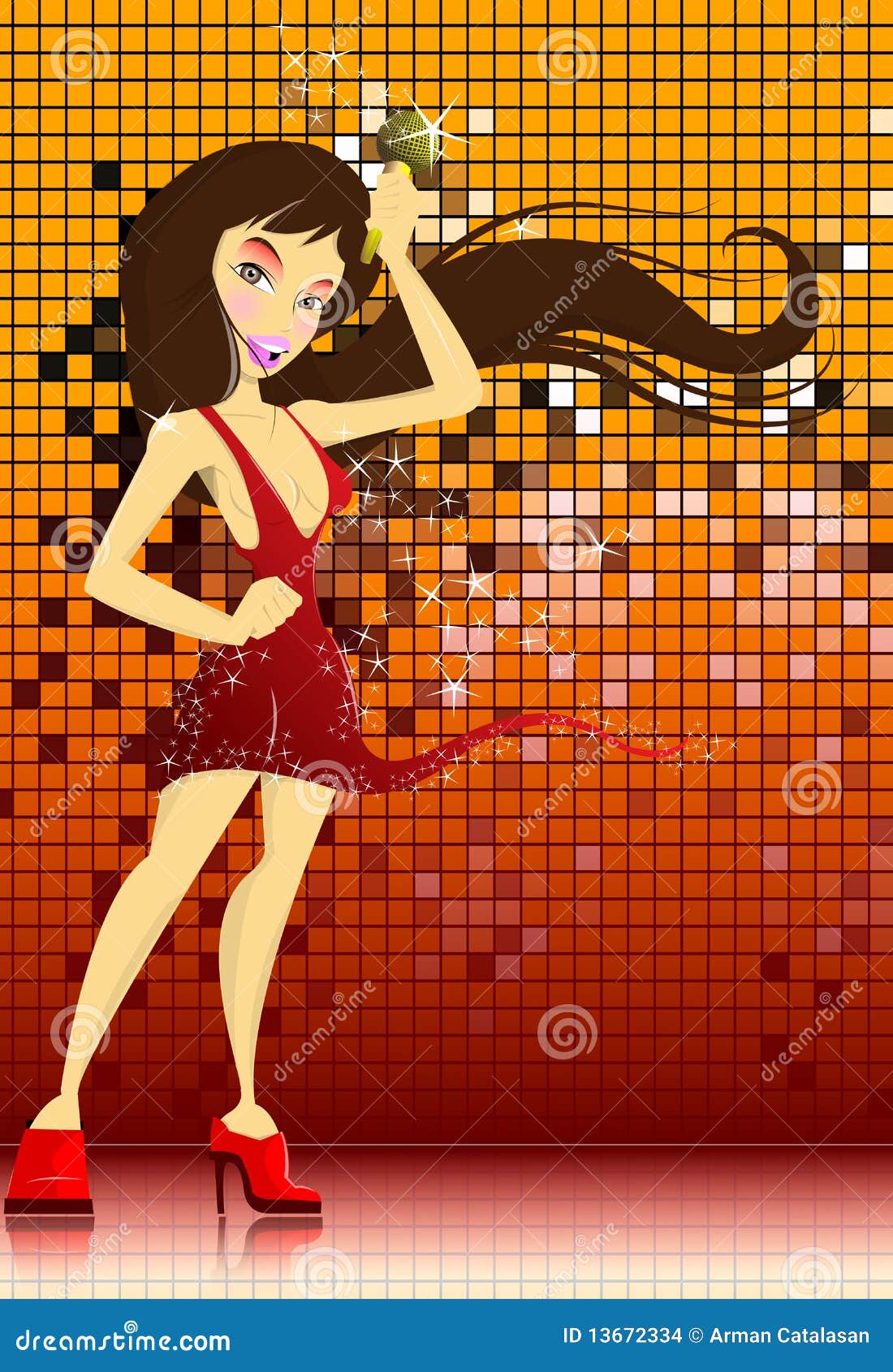 Fille Sexy Sur La Robe Rouge Illustration de Vecteur - Illustration du ...