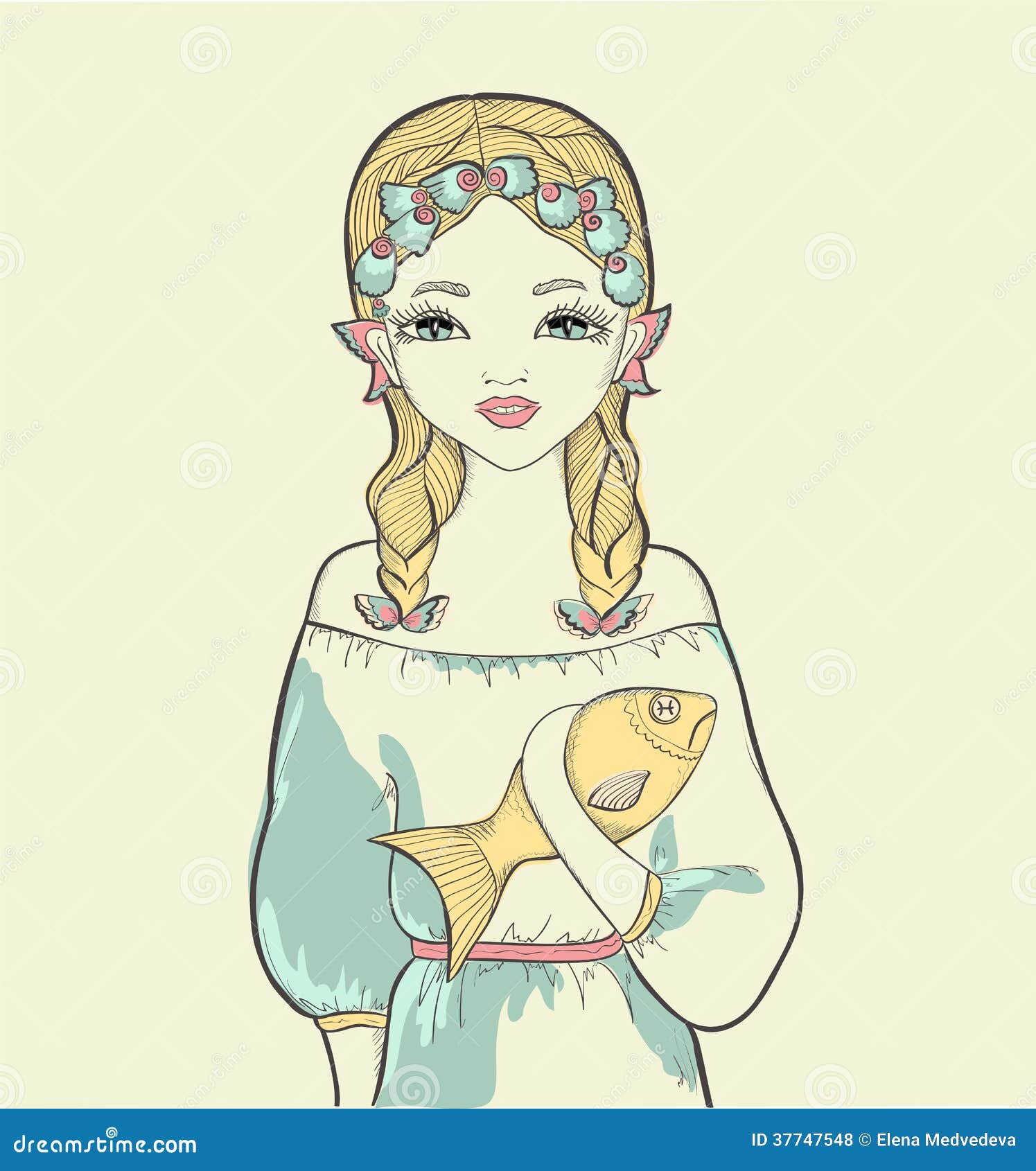 Fille. Signe astrologique illustration de vecteur. Illustration du mois ...