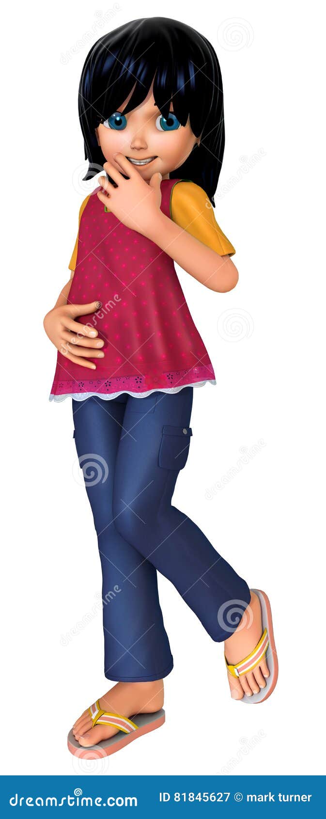 Fille timide mignonne illustration stock. Illustration du sourire ...